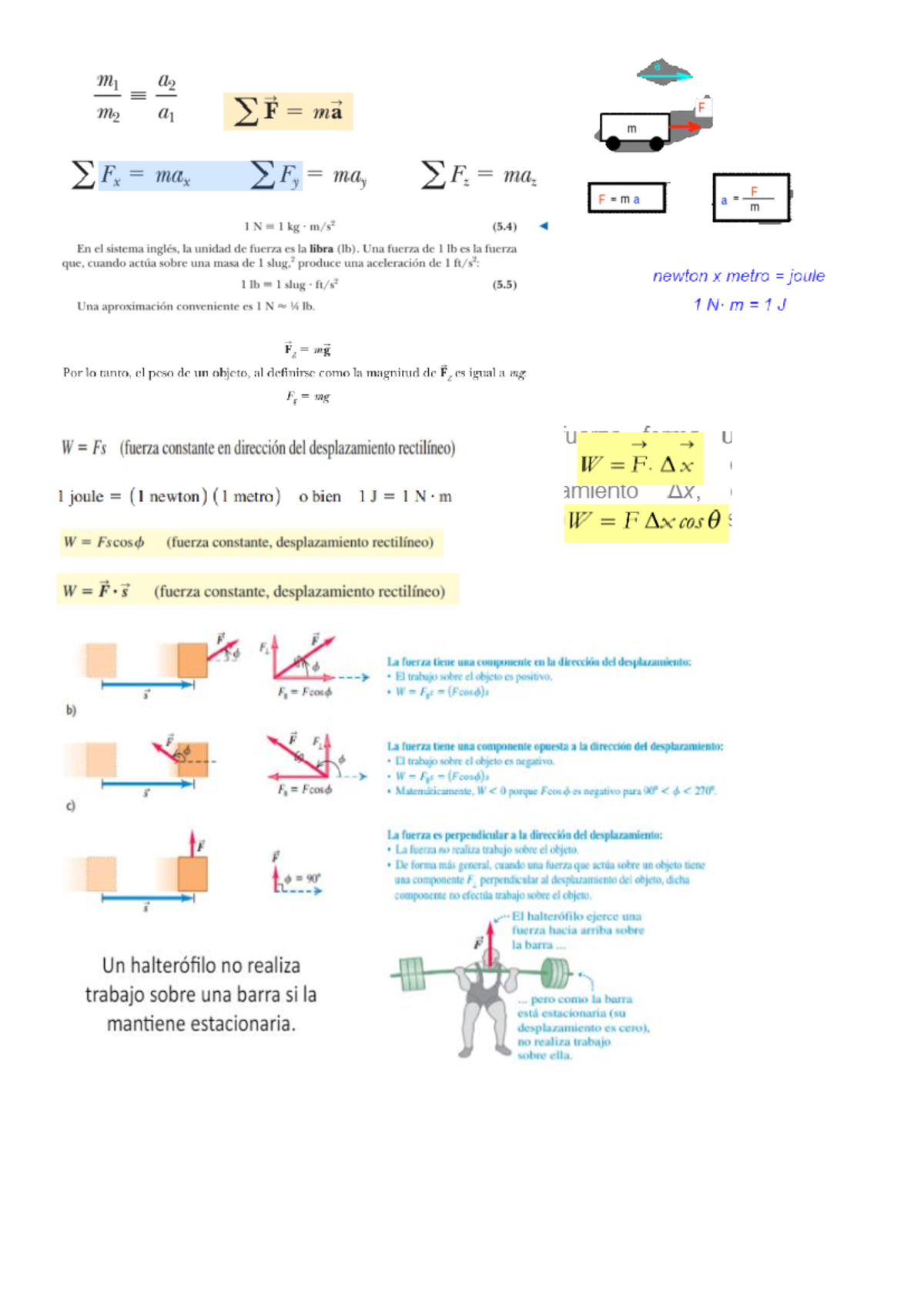Formulas fisica - m a2 M2 a ma F m max a m (5) A En el sistema inglés ...