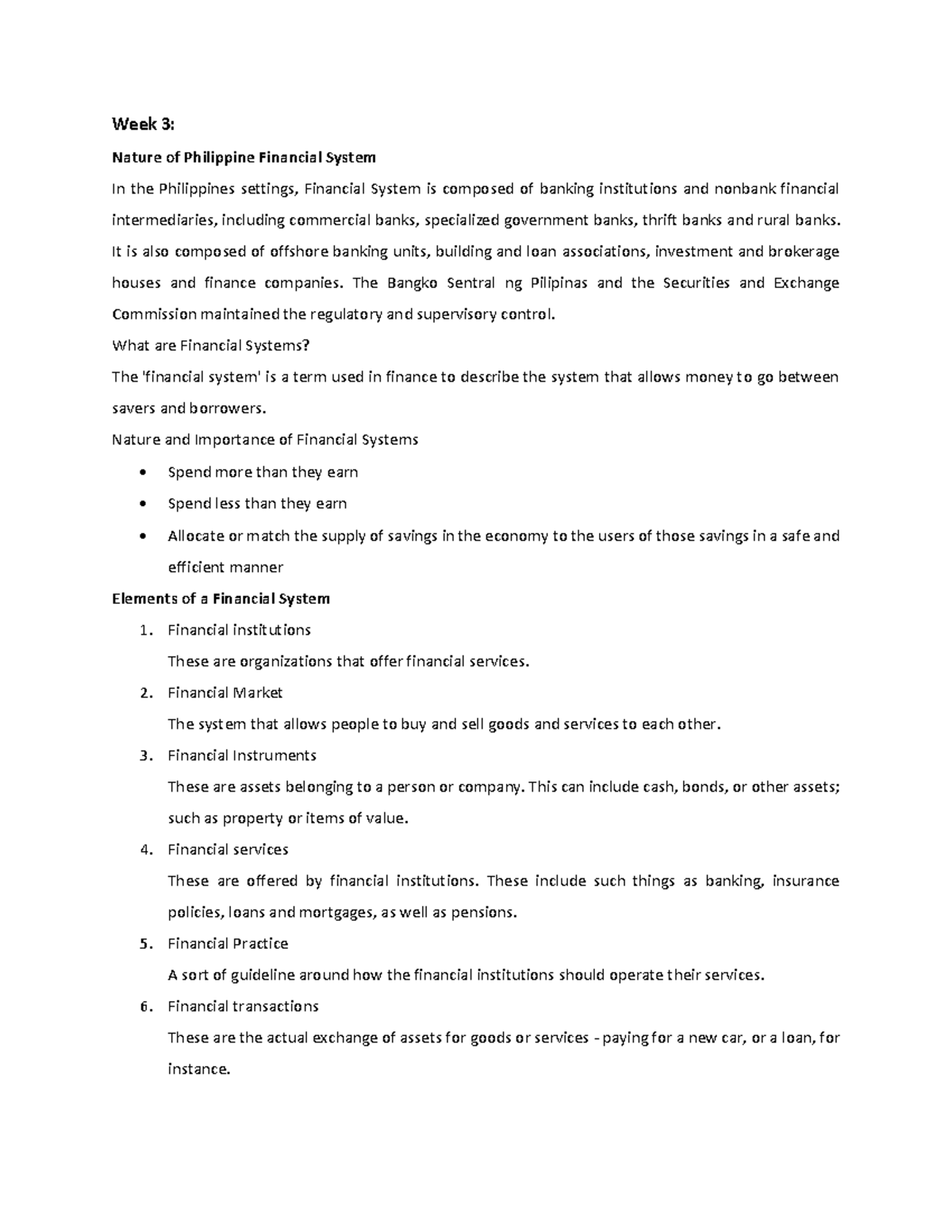 Banking And Financial Institution Module 1 32 Week 3 Nature Of