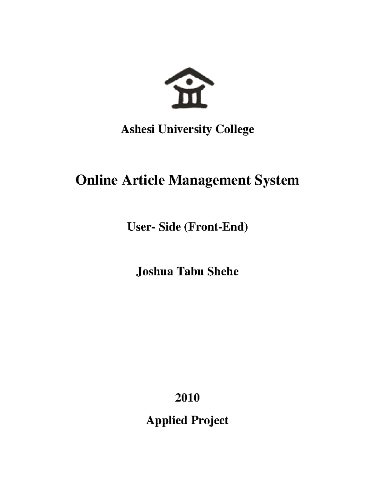 Shehe, Joshua Tabu - Online article management system Applied Project ...