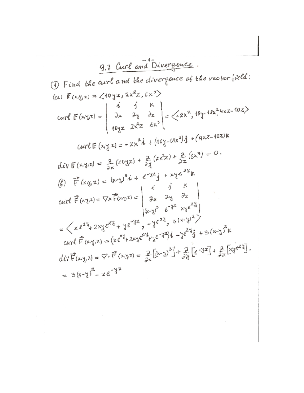 9 7 Curl and Divergence Problems and Solutions - ENGR 233 - Studocu