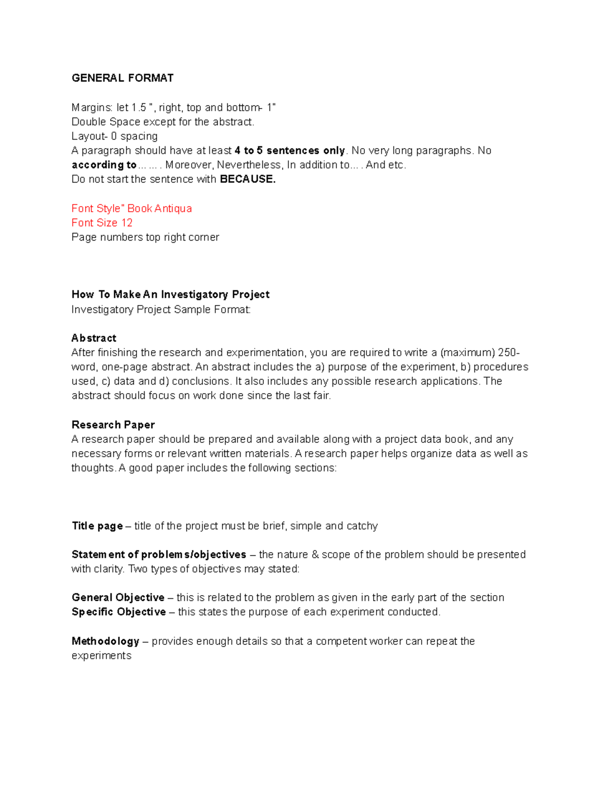 Capstone Format - Sample Research - GENERAL FORMAT Margins: let 1 ...