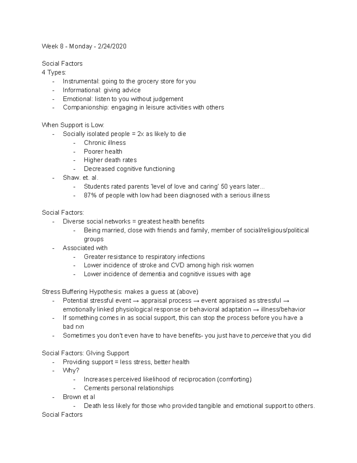 Week 8 - Monday - 2 24 2020 - Week 8 - Monday - 2/24/ Social Factors 4 ...