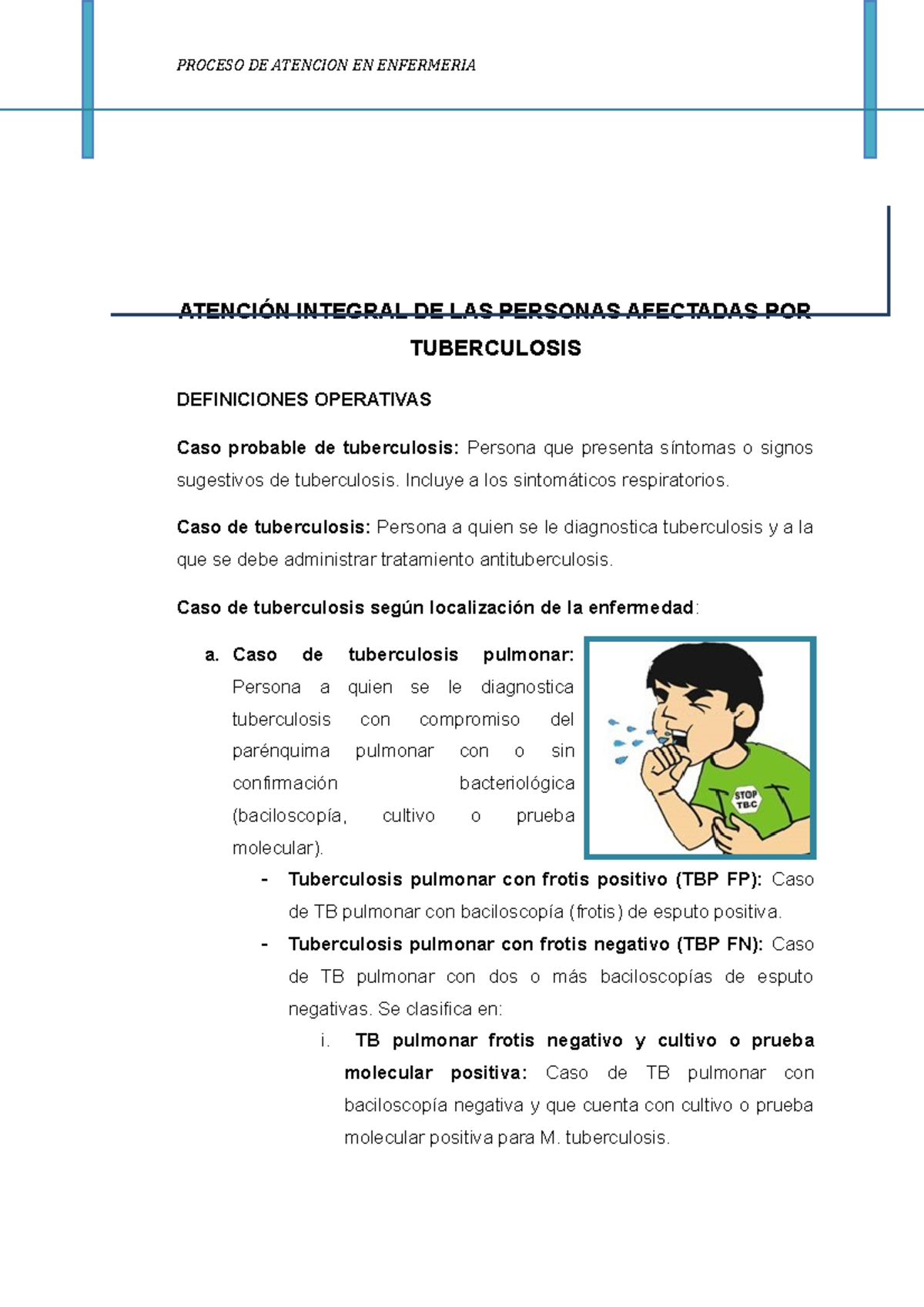 Atención al paciente con tuberculosis. - PROCESO DE ATENCION EN ...