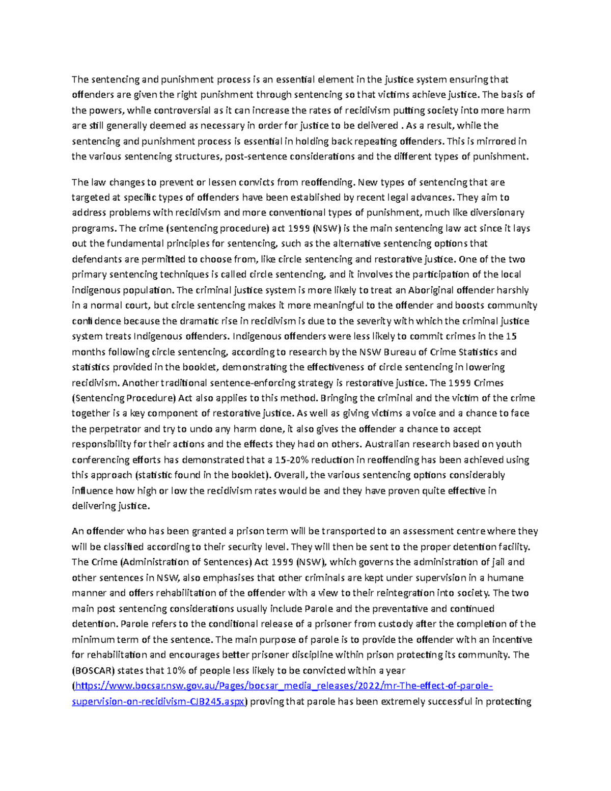 Legal Studies Assignment sentencing and punishment - The sentencing and ...