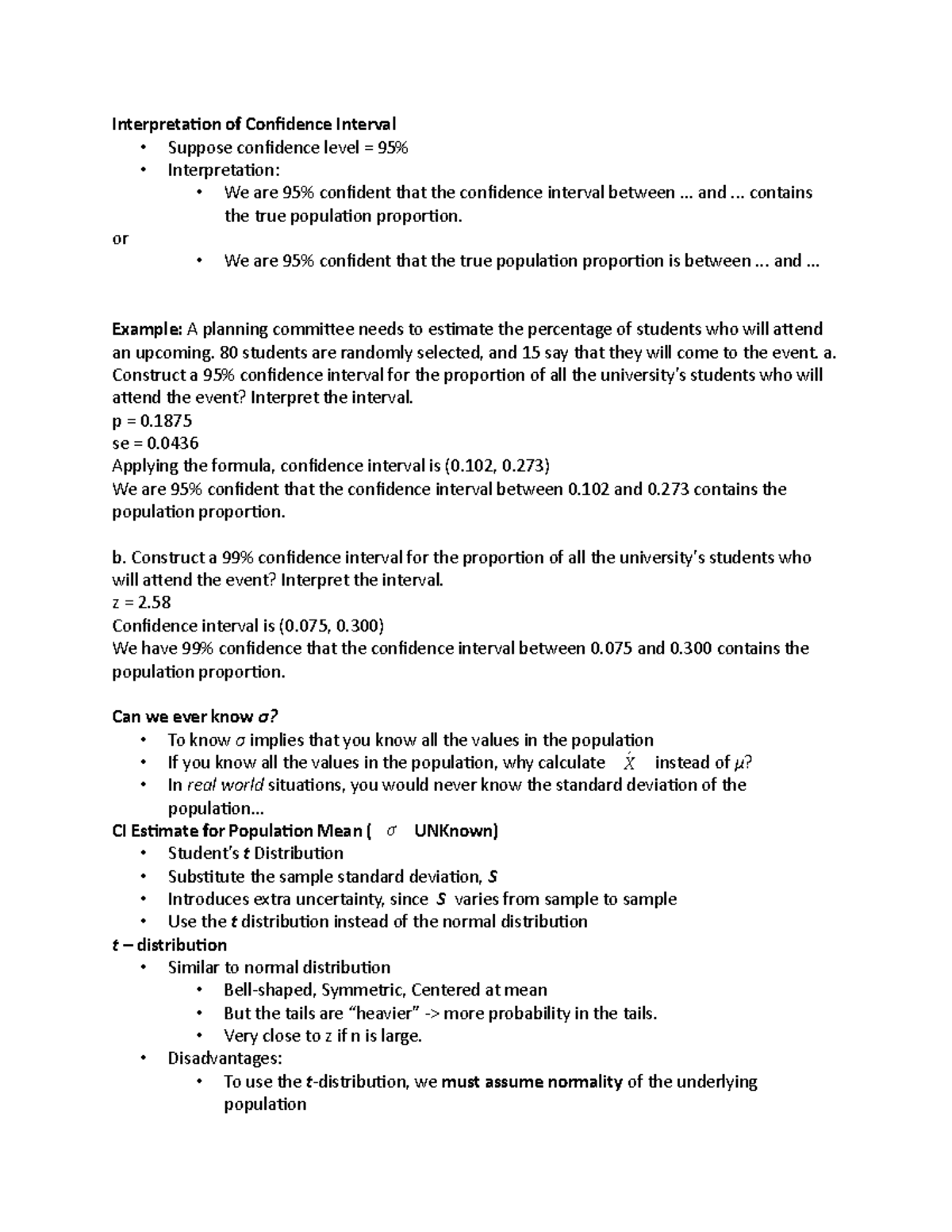 STAT 206 interpreting confidence intervals and CI estimates ...