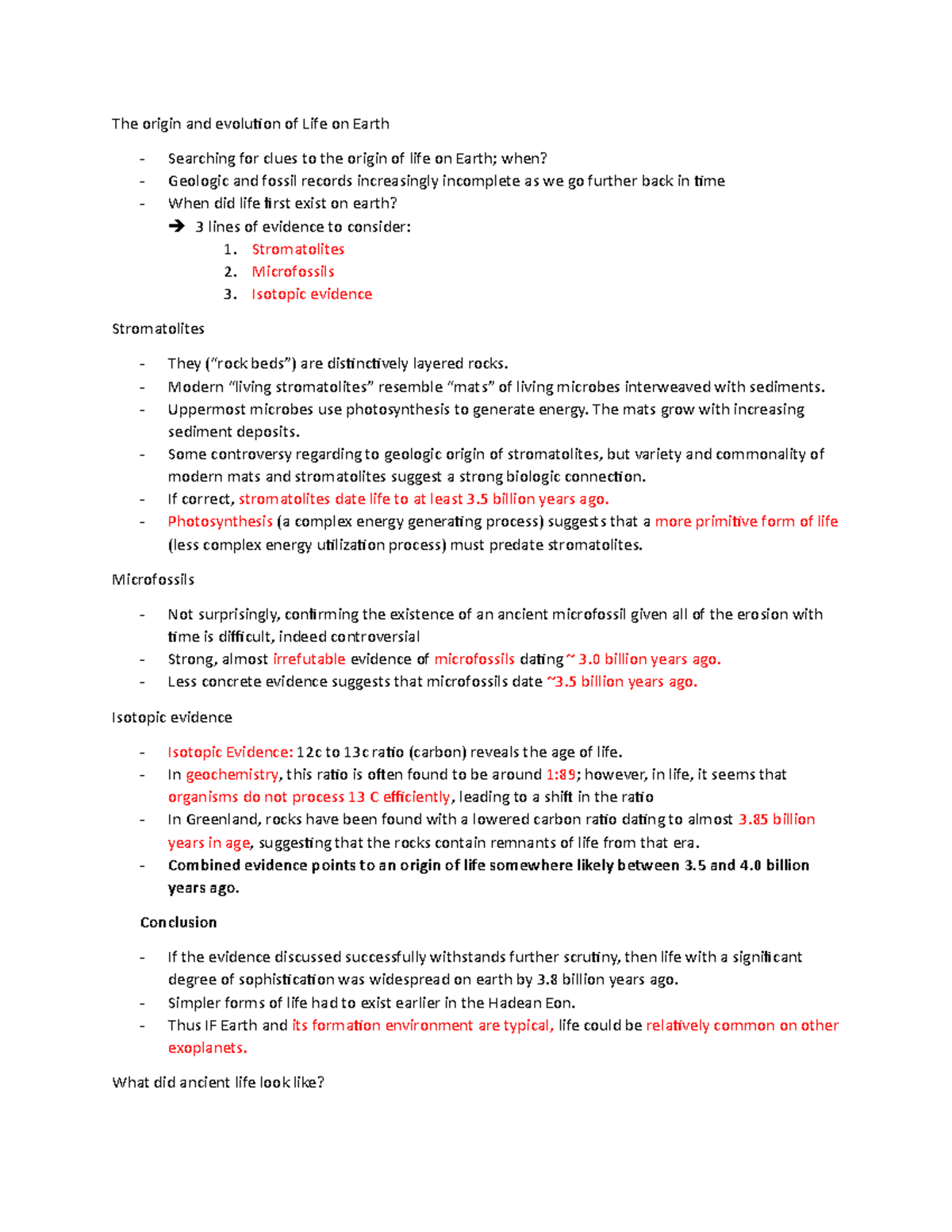 Chapter 6- the origin and evoltion of life on Earth - The origin and ...