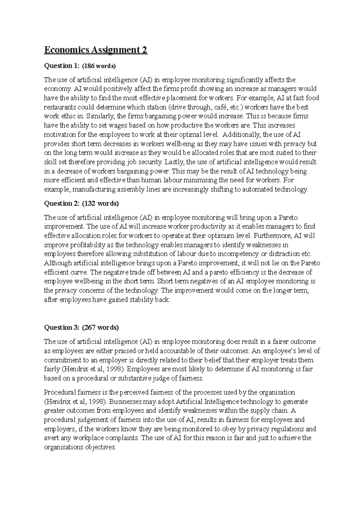 Economics Assignment 2nd semester - Economics Assignment 2 Question 1 ...