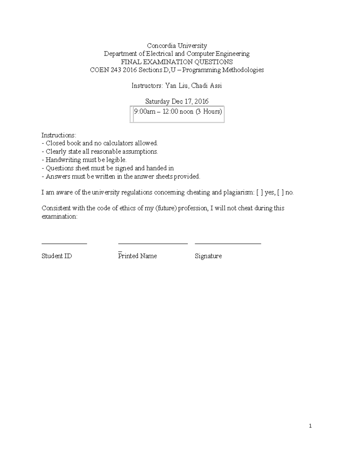 FINAL December 2016, questions and answers - Warning: TT: undefined function: 32 Concordia - Studocu