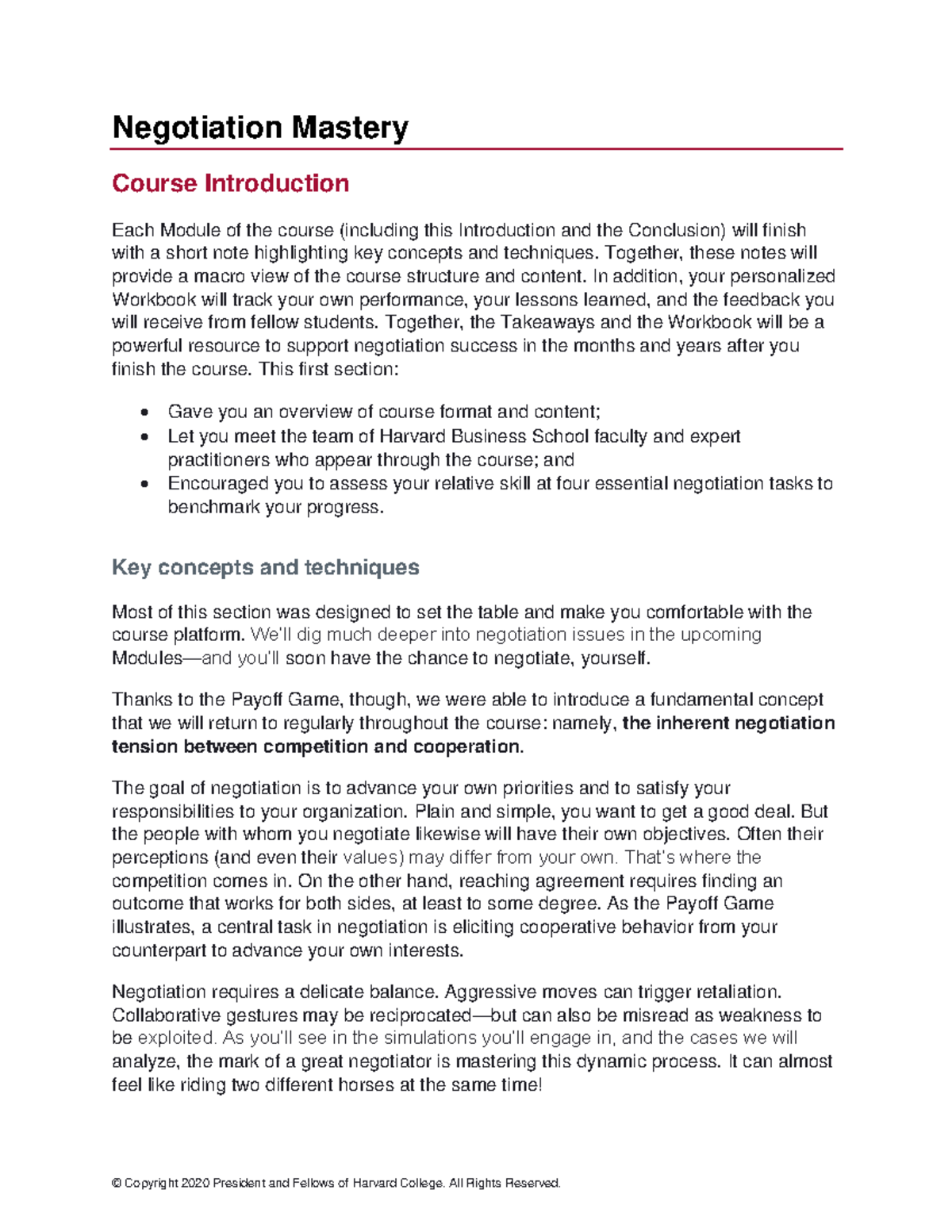 Negotiation Mastery Course Introduction Summary - Negotiation Mastery Course Introduction Each ...