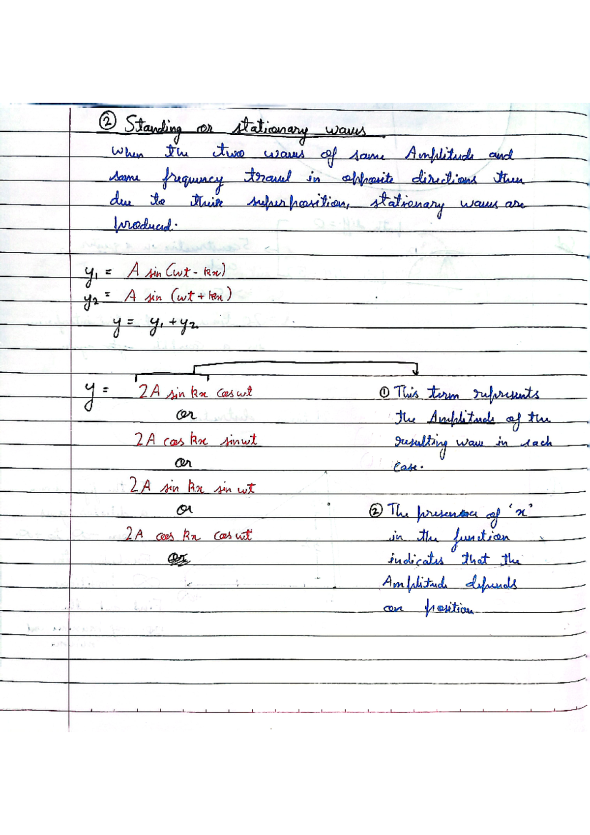 Waves updated notes - 2 Standing or stationary waves When the two wares ...