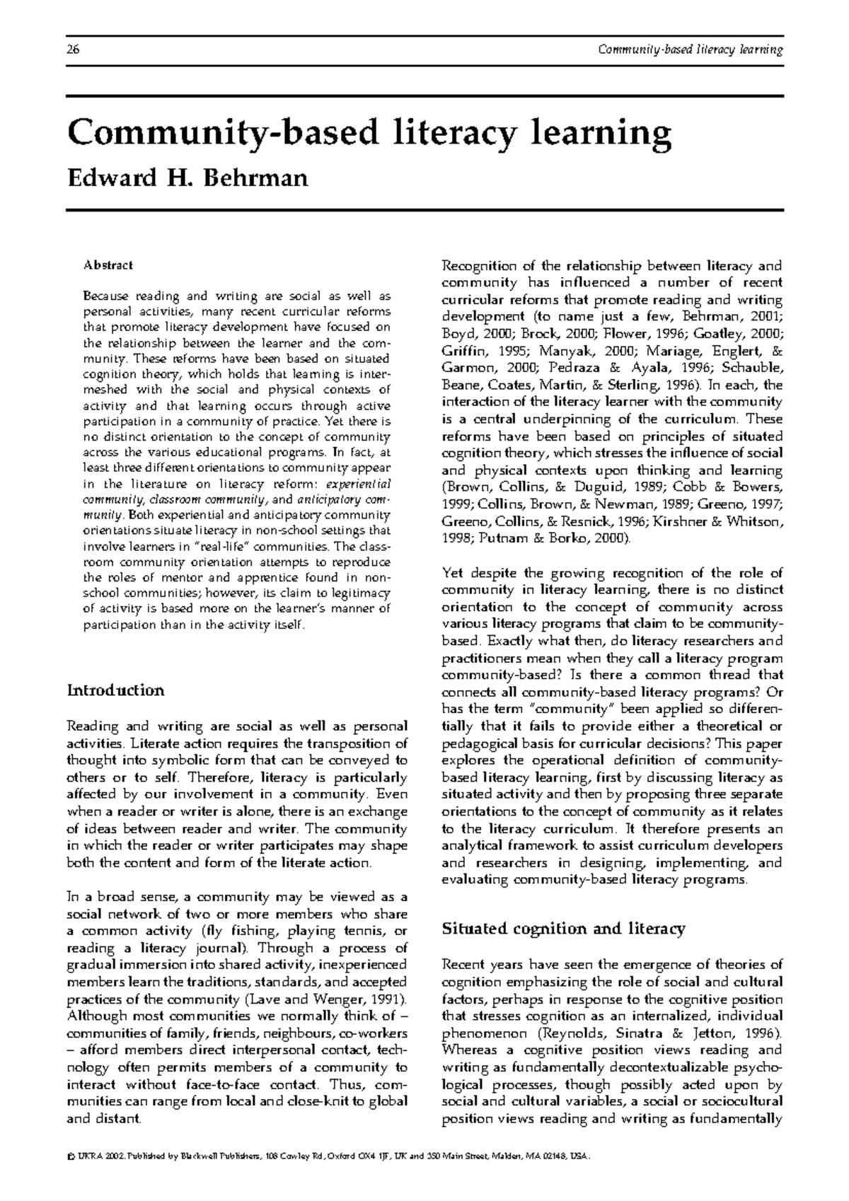 Community based literacy article - Community-based literacy learning ...