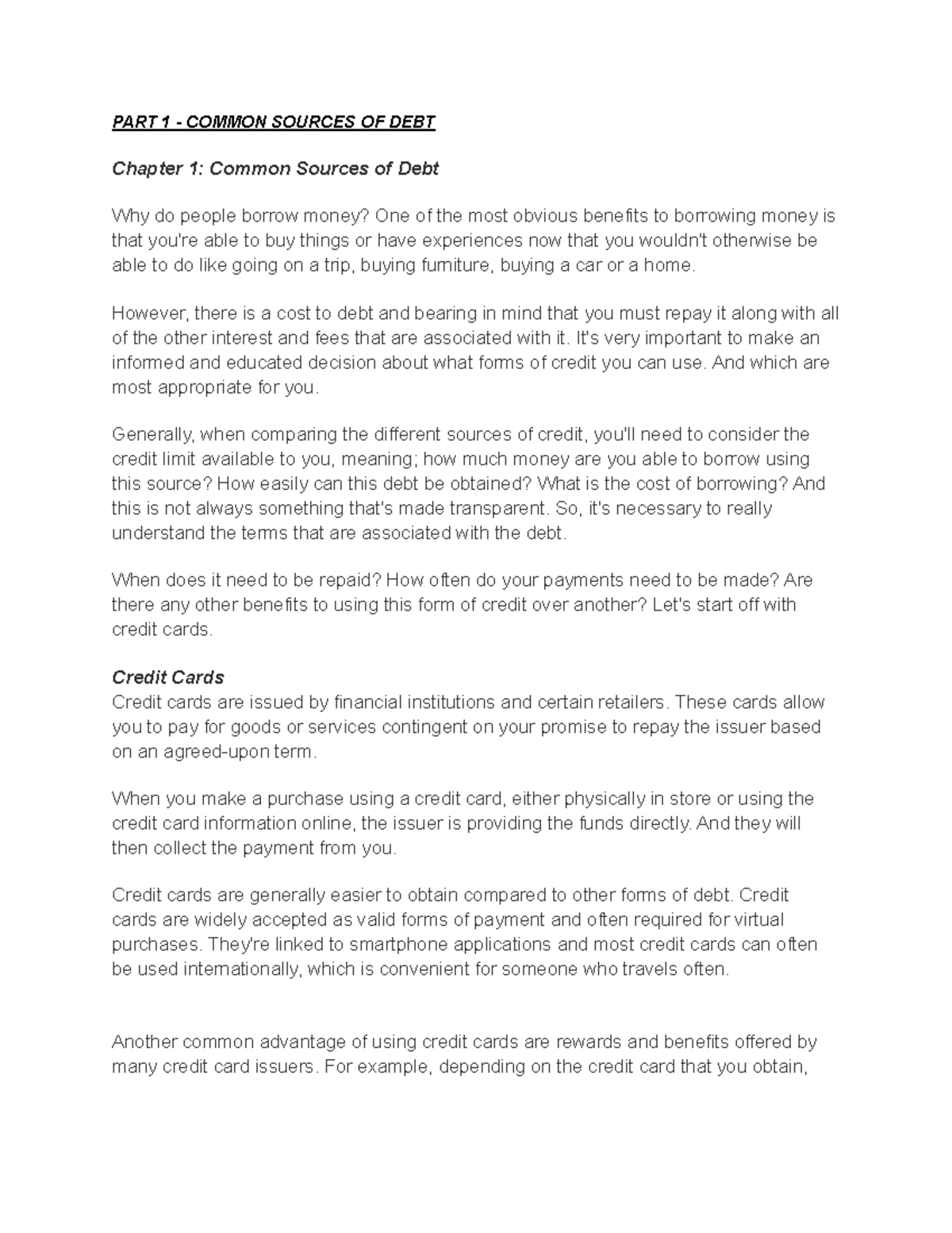 Untitled Document Mcgill Personal Finance Course PART 1 COMMON