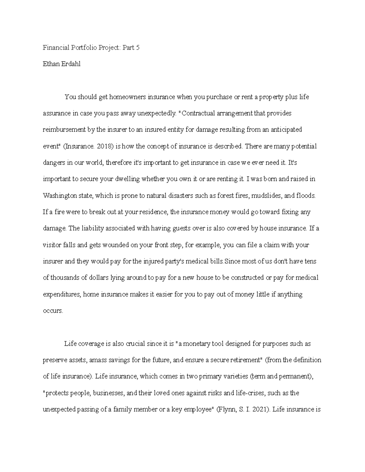 Financial Portfolio Project Part 5 - "Contractual arrangement that ...