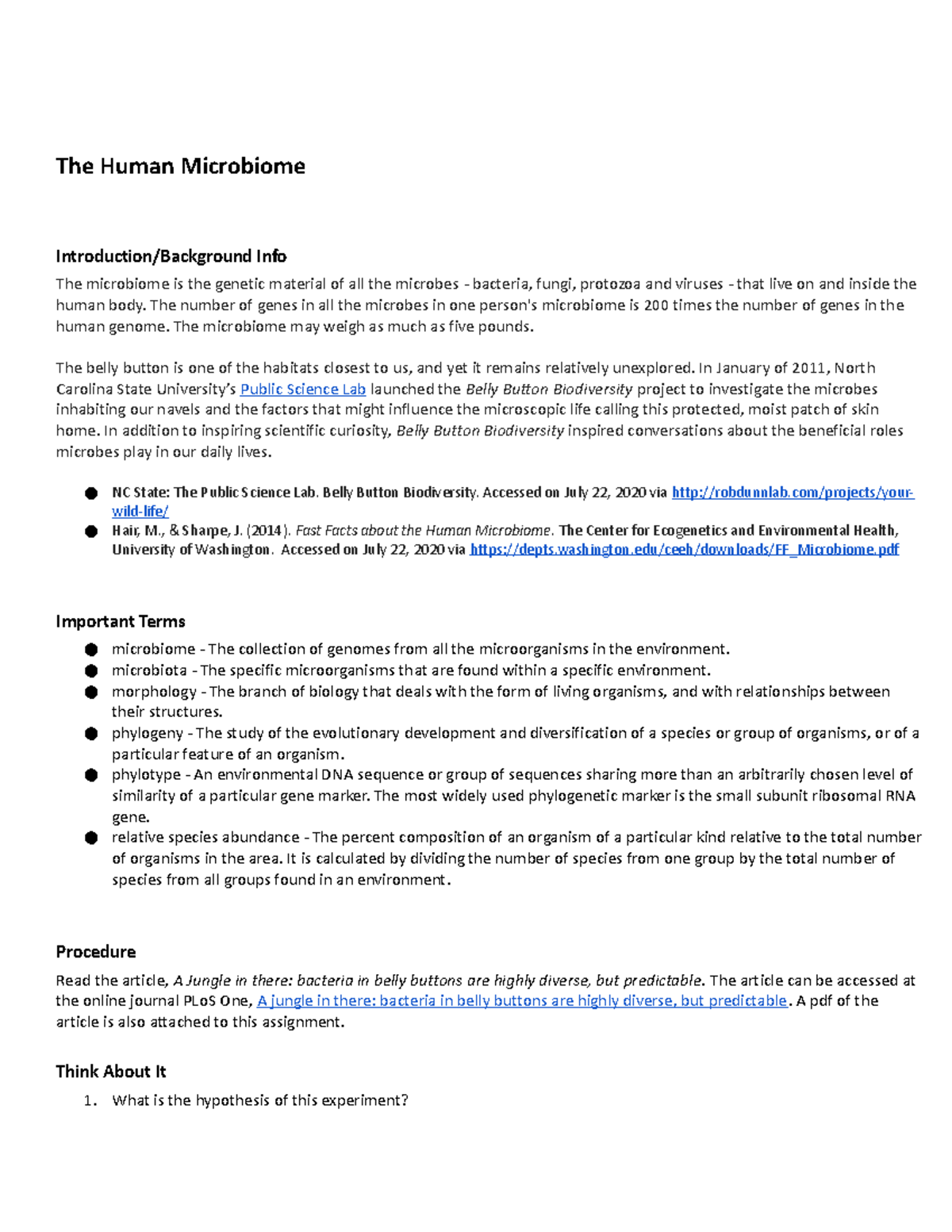 Worksheet-Lab-Microbiome - The Human Microbiome Introduction/Background ...