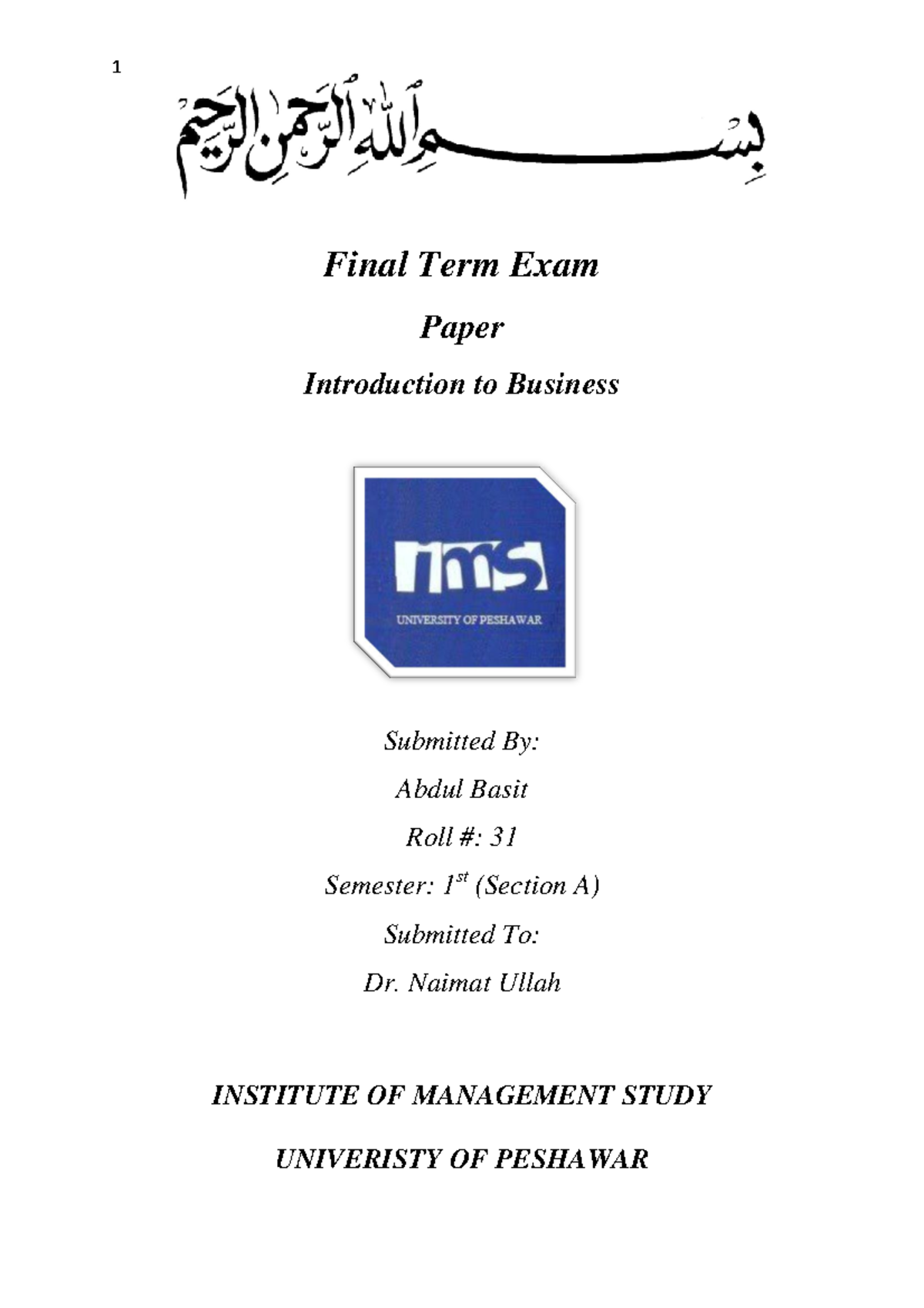 ITB Paper 1 (1)1 - This is all about Introduction to business. - Final ...