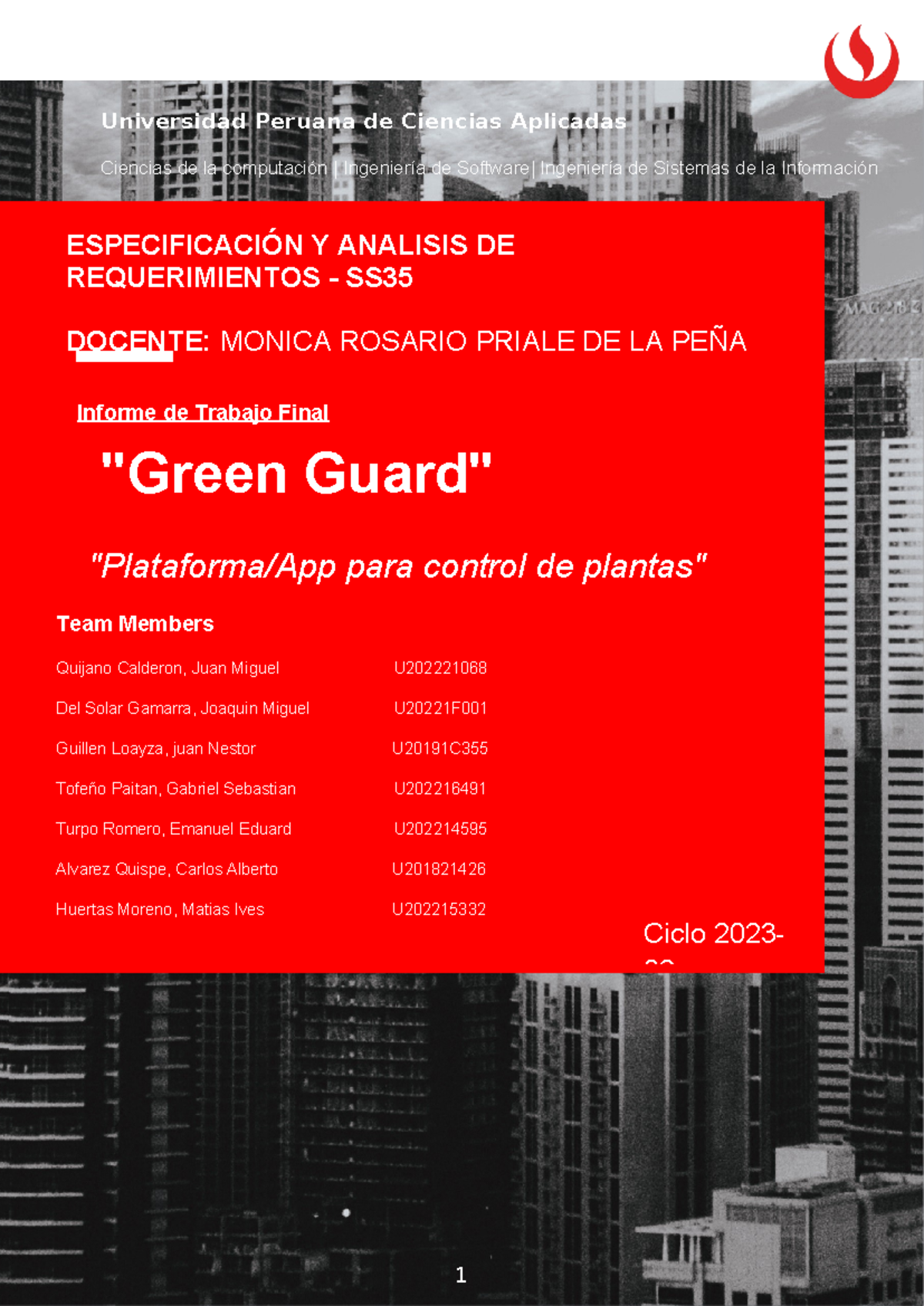Upc pre 202302 si397 ss35 greenguard report dd04 Turpo - 1 Ciclo 2023- 02 ESPECIFICACIÓN Y ...