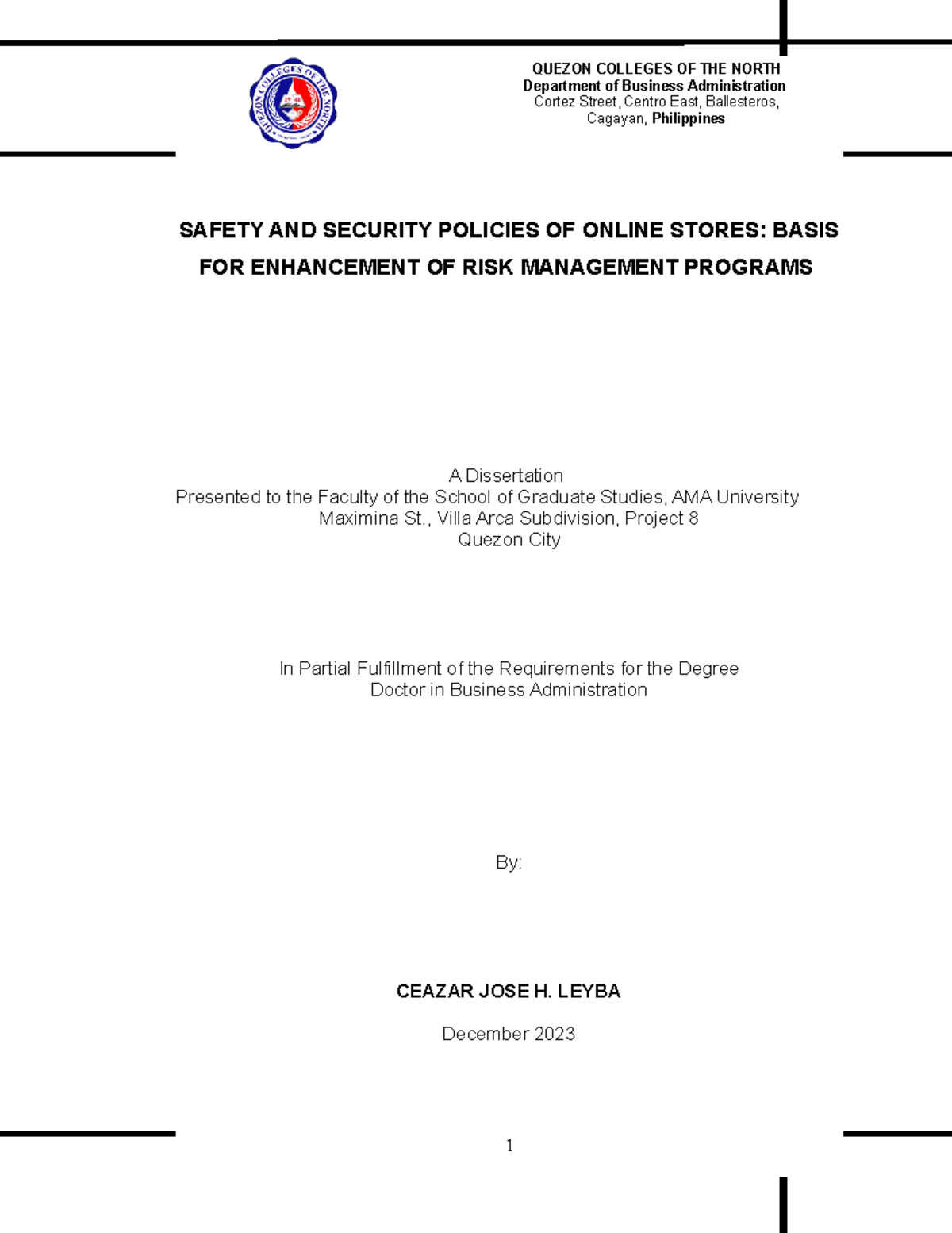 Lesson Sample BOS TF CF Objectives - SAFETY AND SECURITY POLICIES OF ...