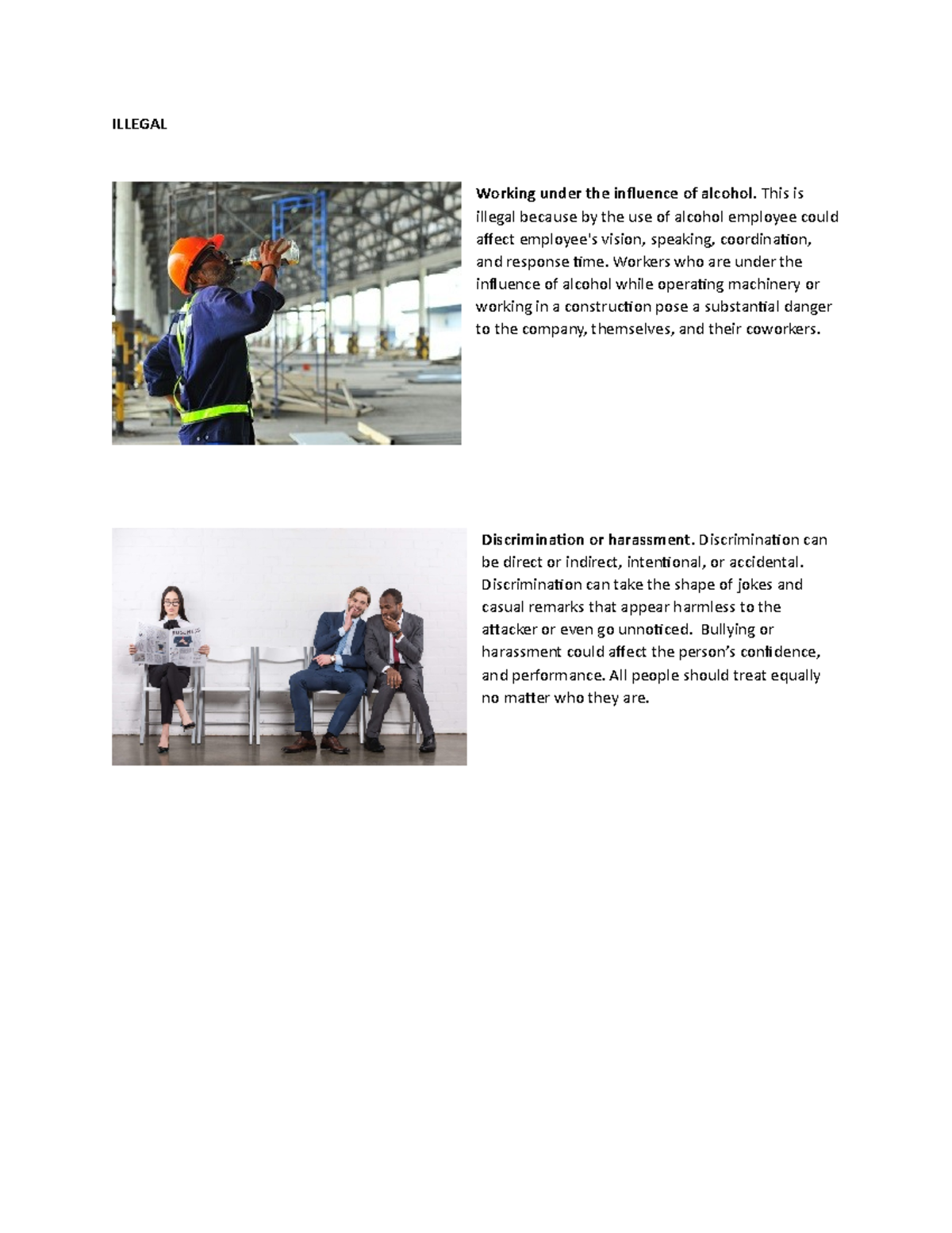 Asd - none - ILLEGAL Working under the influence of alcohol. This is ...