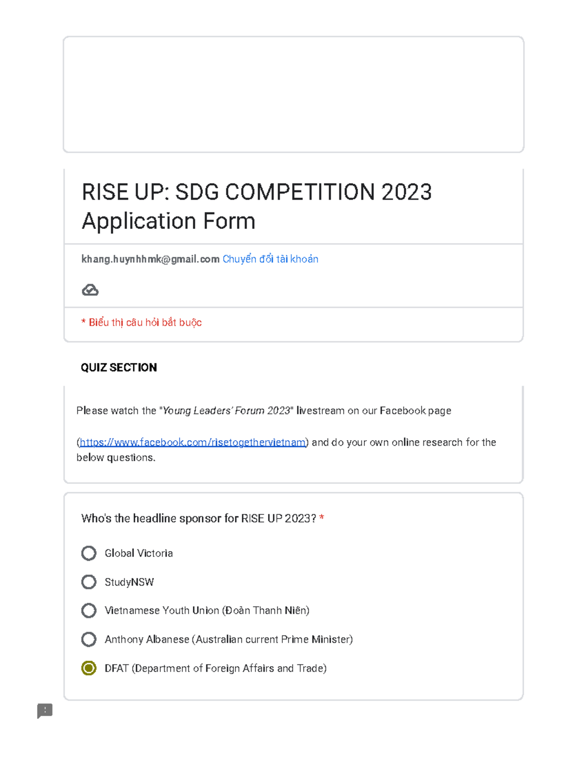 RISE-UP -SDG- Competition-2023-Application-Form - QUIZ SECTION Please ...