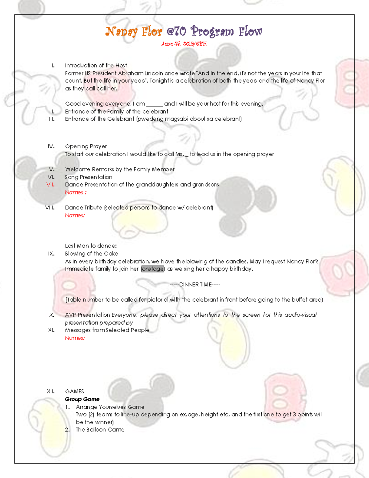 Toaz - emcee script - Nanay Flor @70 Program Flow June 25, 2019/6PM I ...