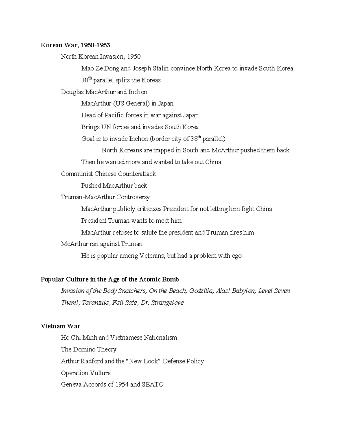 HIST 1302 33 - Korean War, 1950-1953; Popular Culture in the Age of the ...