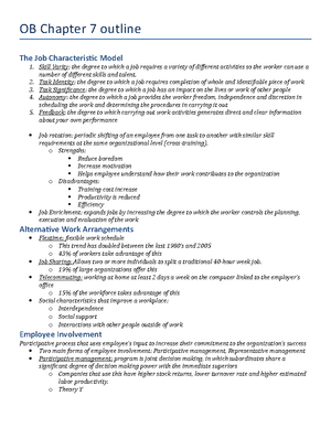 Organizational Behavior outline 1 - Organizational Behavior: Chapter 1 ...