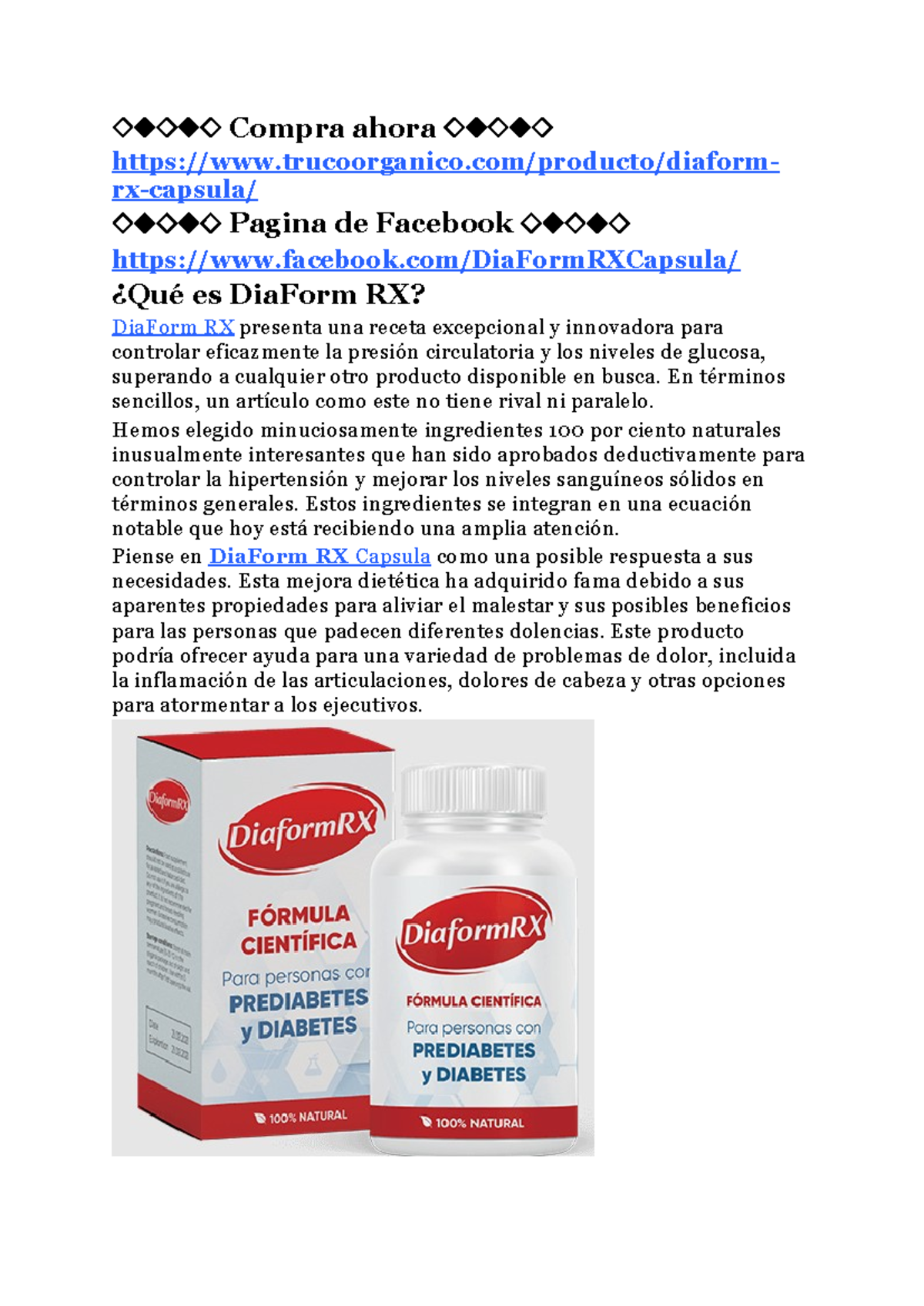 DiaForm RX Capsule *Fórmula original y orgánica*. ¡Página web oficial ...