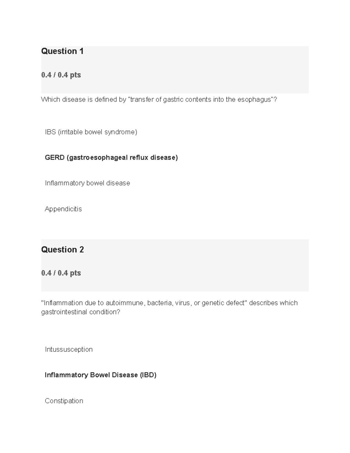 Quiz Gastrointestinal (ch. 25).docx - Google Docs - Question 1 0 / 0 ...