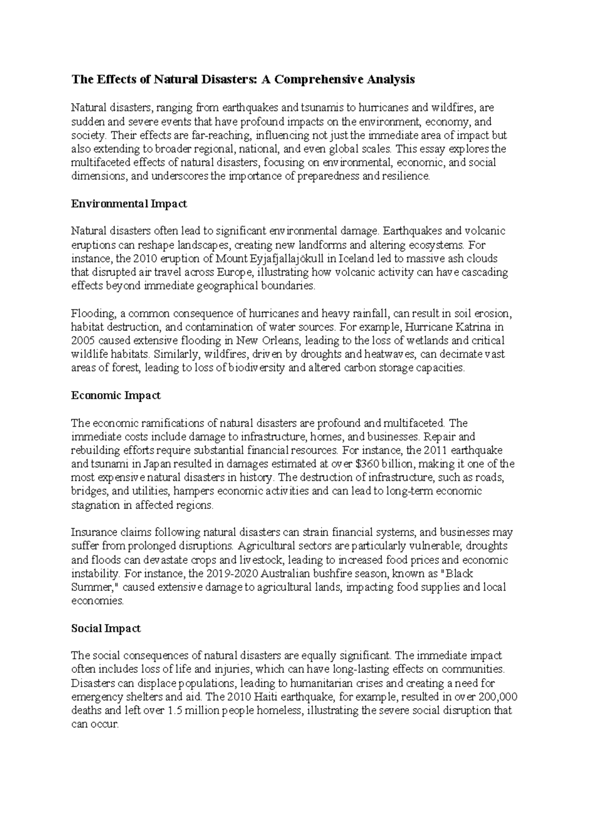The Effects of Natural Disasters - Their effects are far-reaching ...