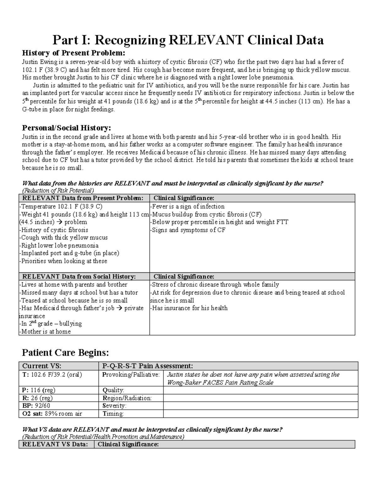 Cystic Fibrosis - 4 - Care. - Part I: Recognizing RELEVANT Clinical ...