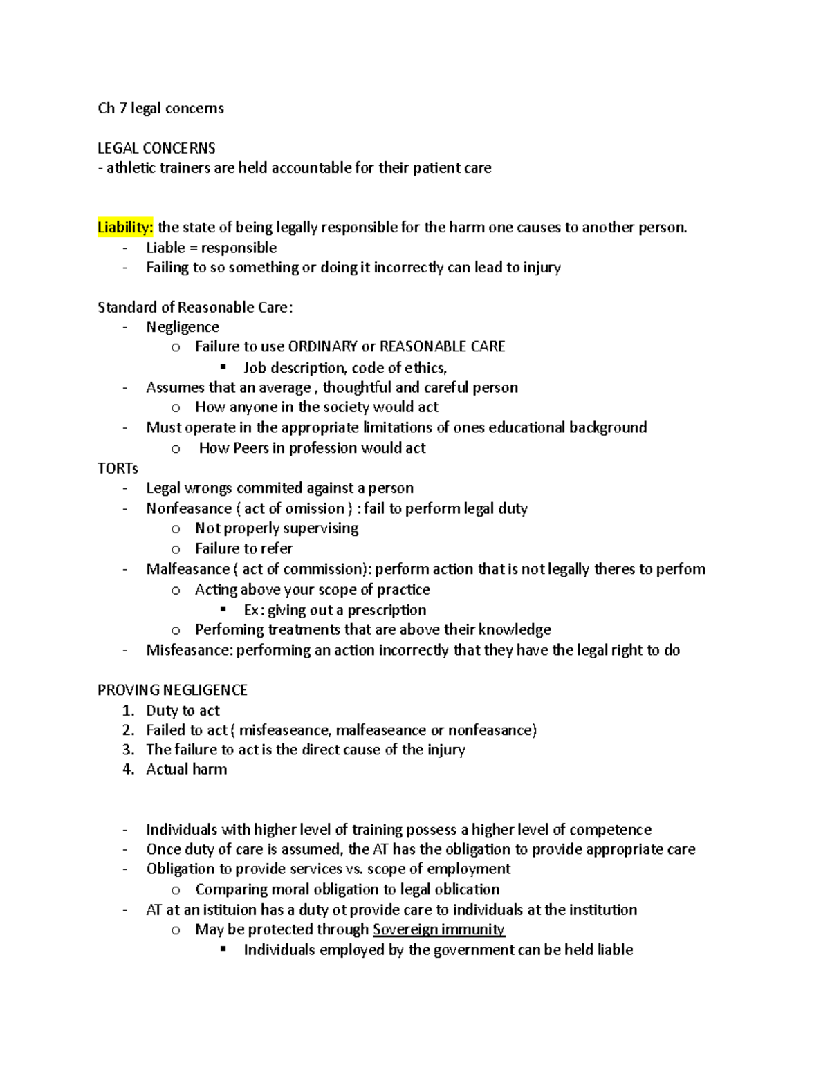 Unit 2 -Ch 7 legal concerns - Ch 7 legal concerns LEGAL CONCERNS ...