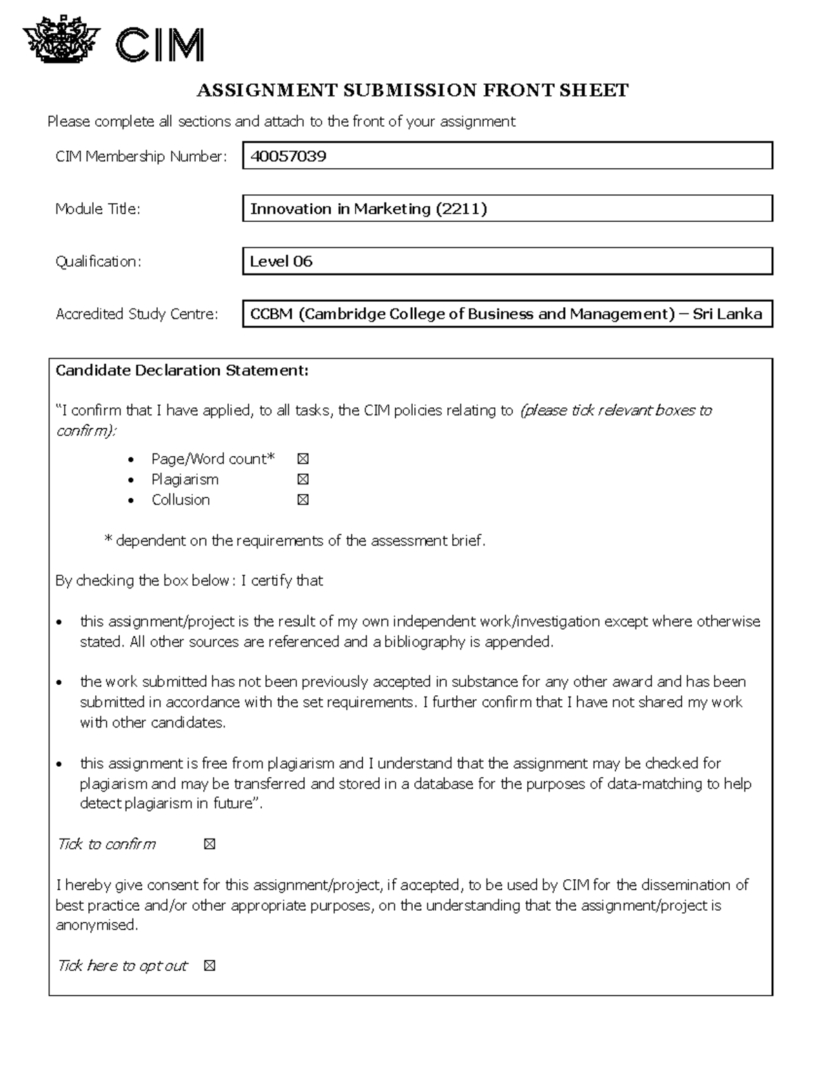 Innovation in Marketing 40057039 July 2021 - ASSIGNMENT SUBMISSION ...