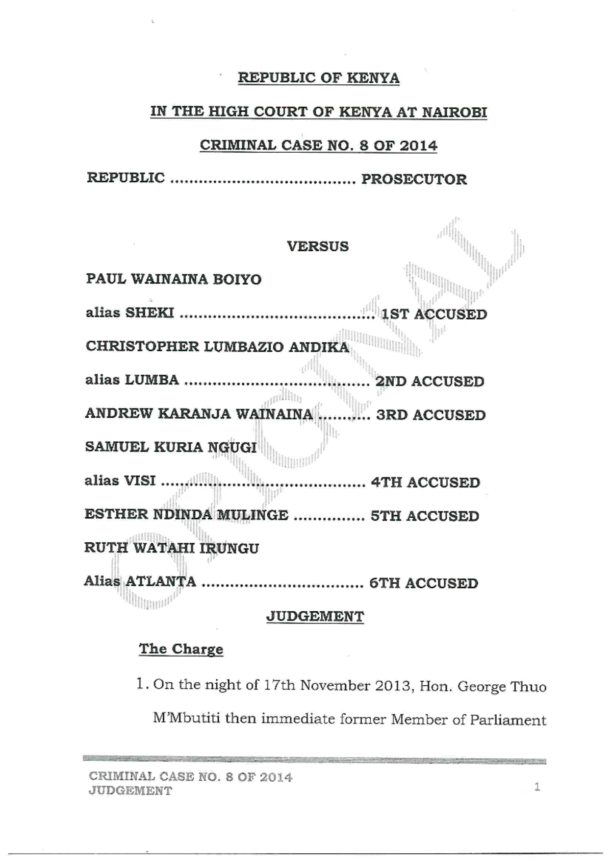George Thuo Judgment - Case law - M2M224779 - Studocu