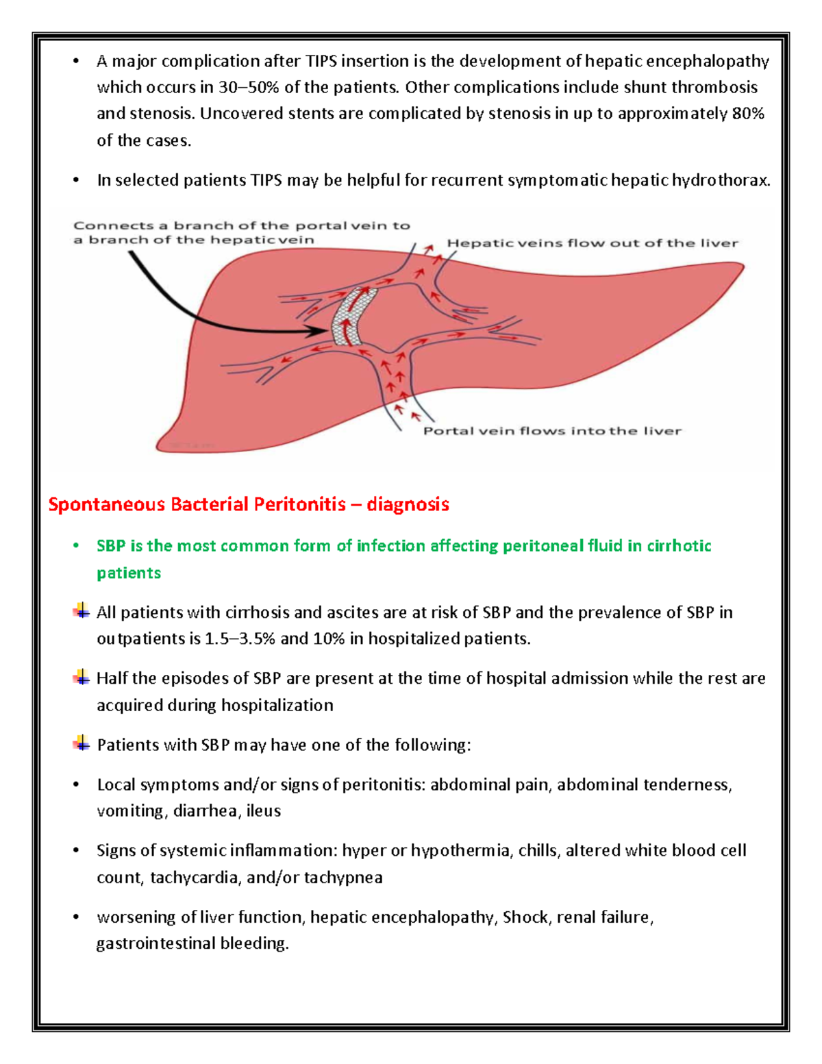 SBP and HRS - spontaneous bacterial peritonitis and hepatorenal ...
