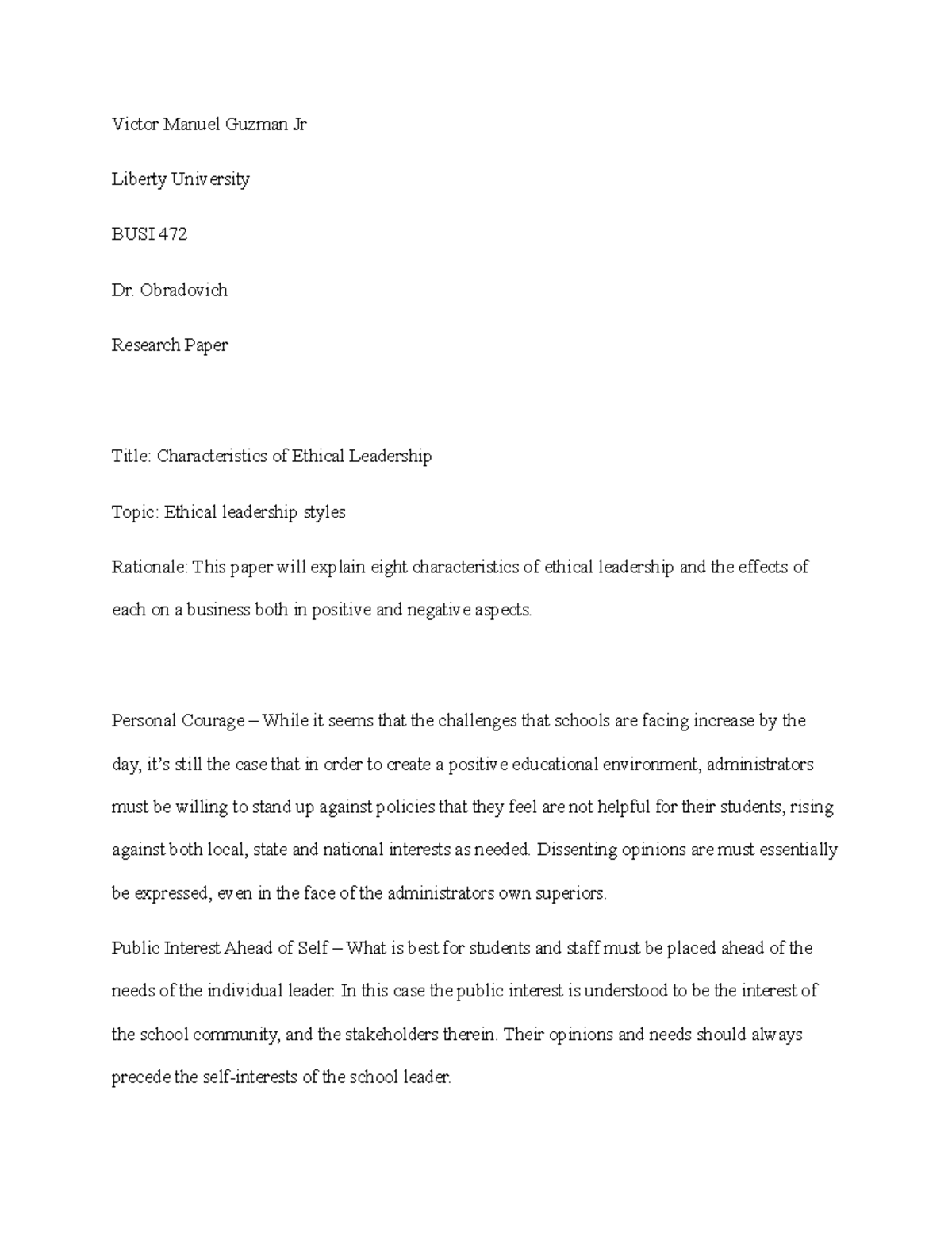 Busi 472 reasearch Paper - Victor Manuel Guzman Jr Liberty University ...