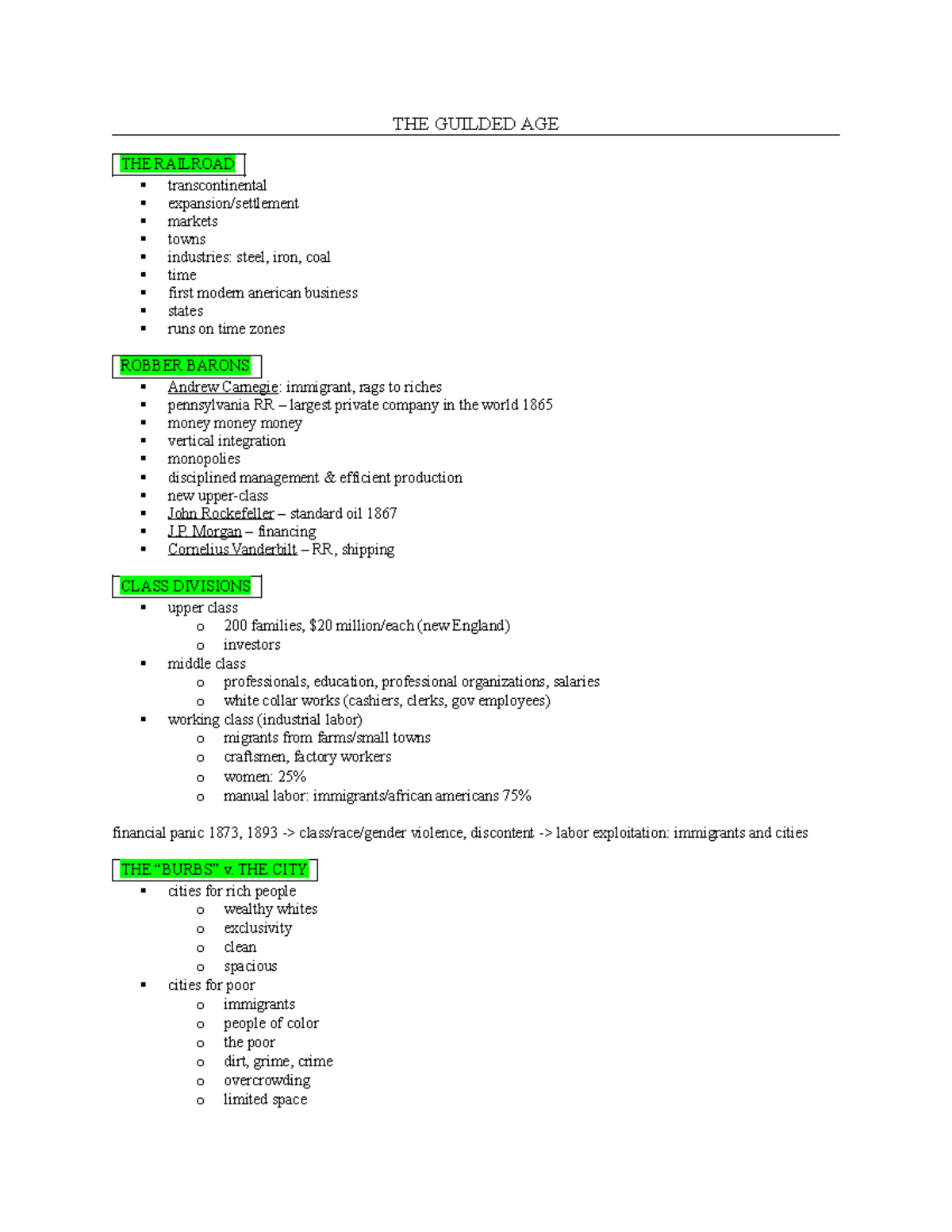 Hist 2301 - gilded age - THE GUILDED AGE THE RAILROAD transcontinental ...