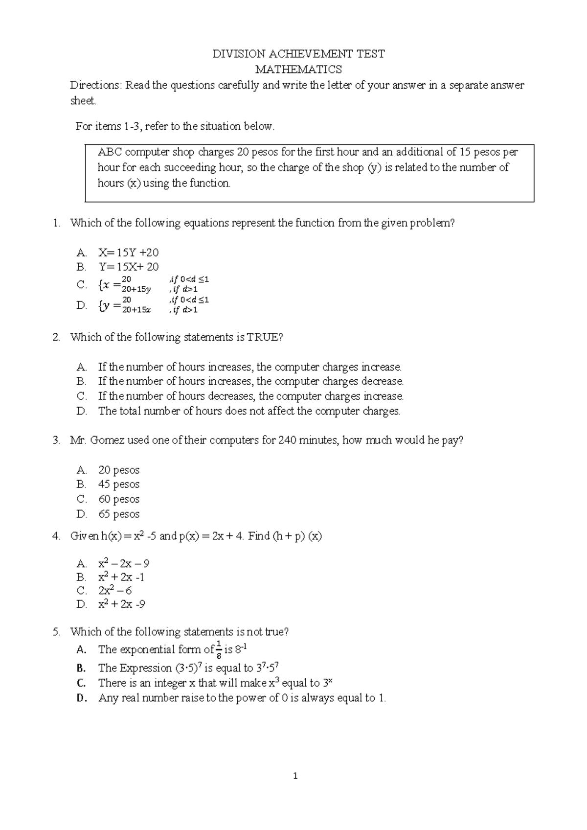 Mathematics-12 - Practice materials for SHS math 12 - DIVISION ...