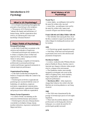 Industrial/Organizational Psychology - Job Analysis Importance of Job ...