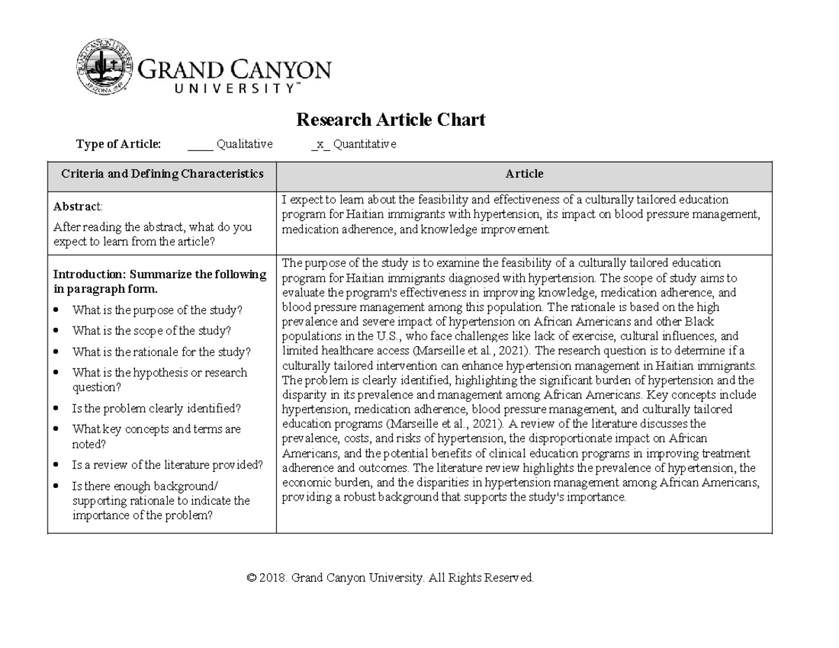 Quantitative Research Article Chart - Research Article Chart Type of ...
