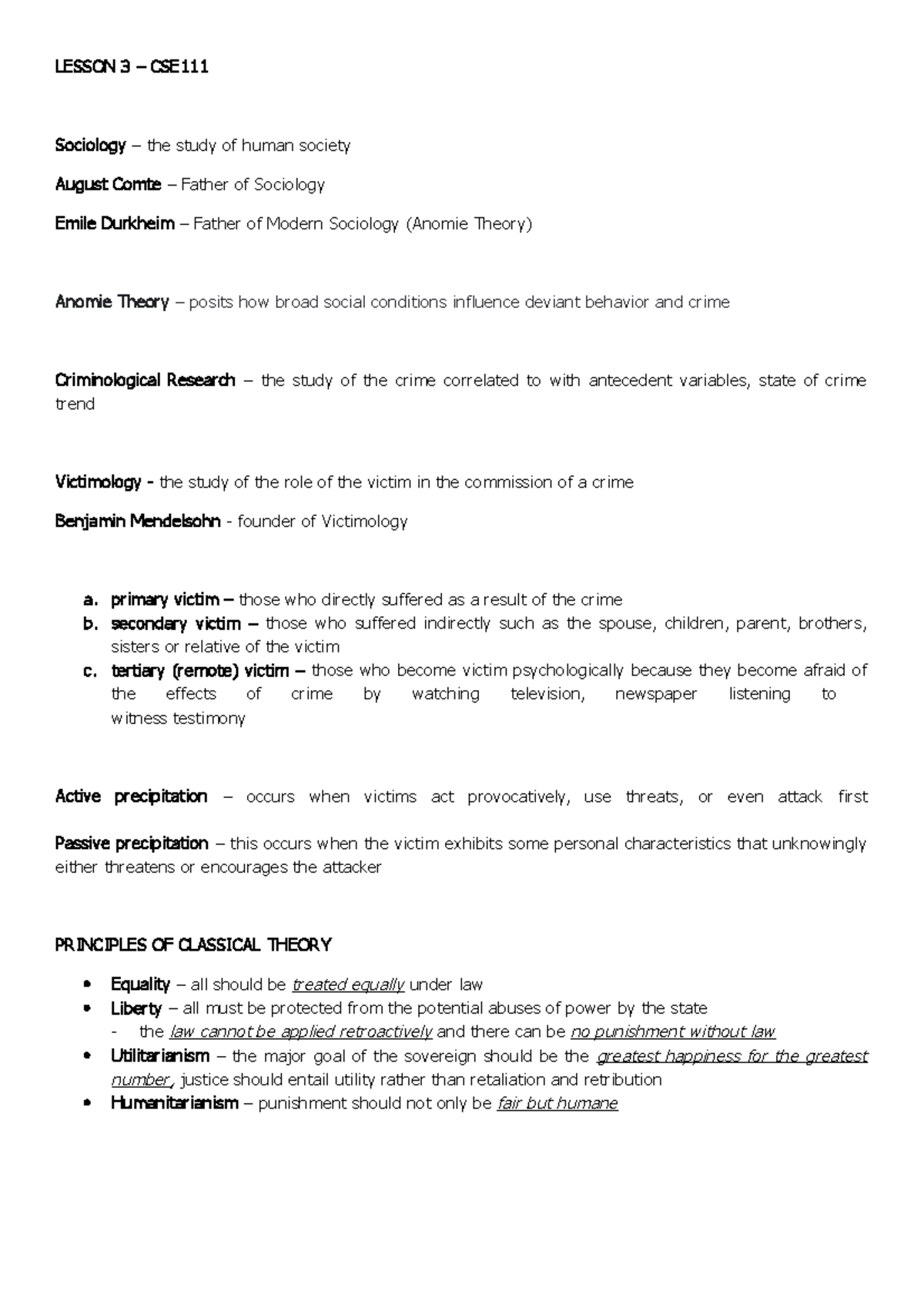 Lesson 3 - CSE111 - LESSON 3 – CSE 111 Sociology – the study of human ...