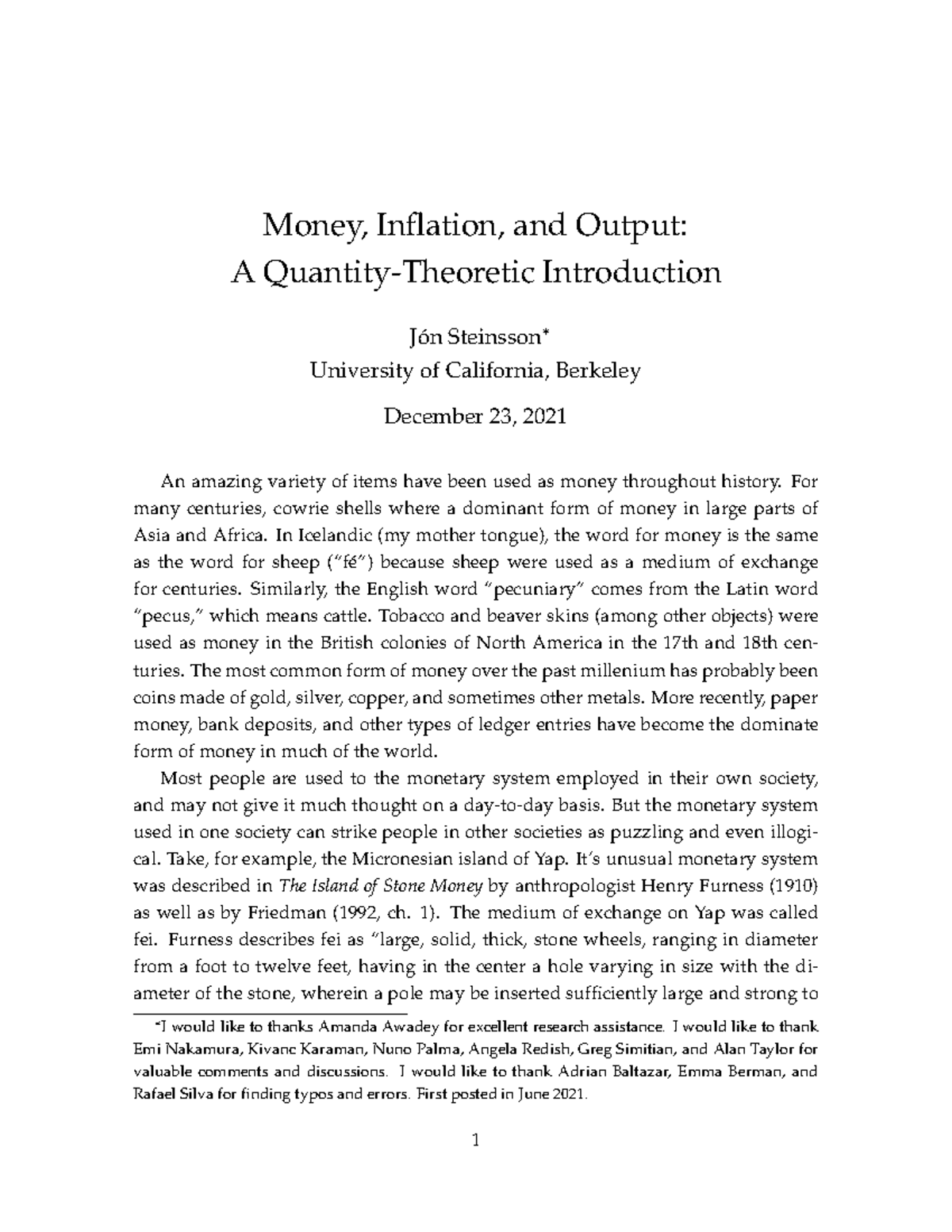 4. Money, Inflation, and Output. A Quantity-Theoretic Introduction ...