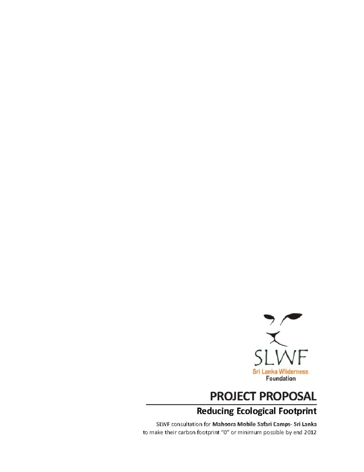 Project proposal reducing ecological footprint - PROJECT PROPOSAL ...
