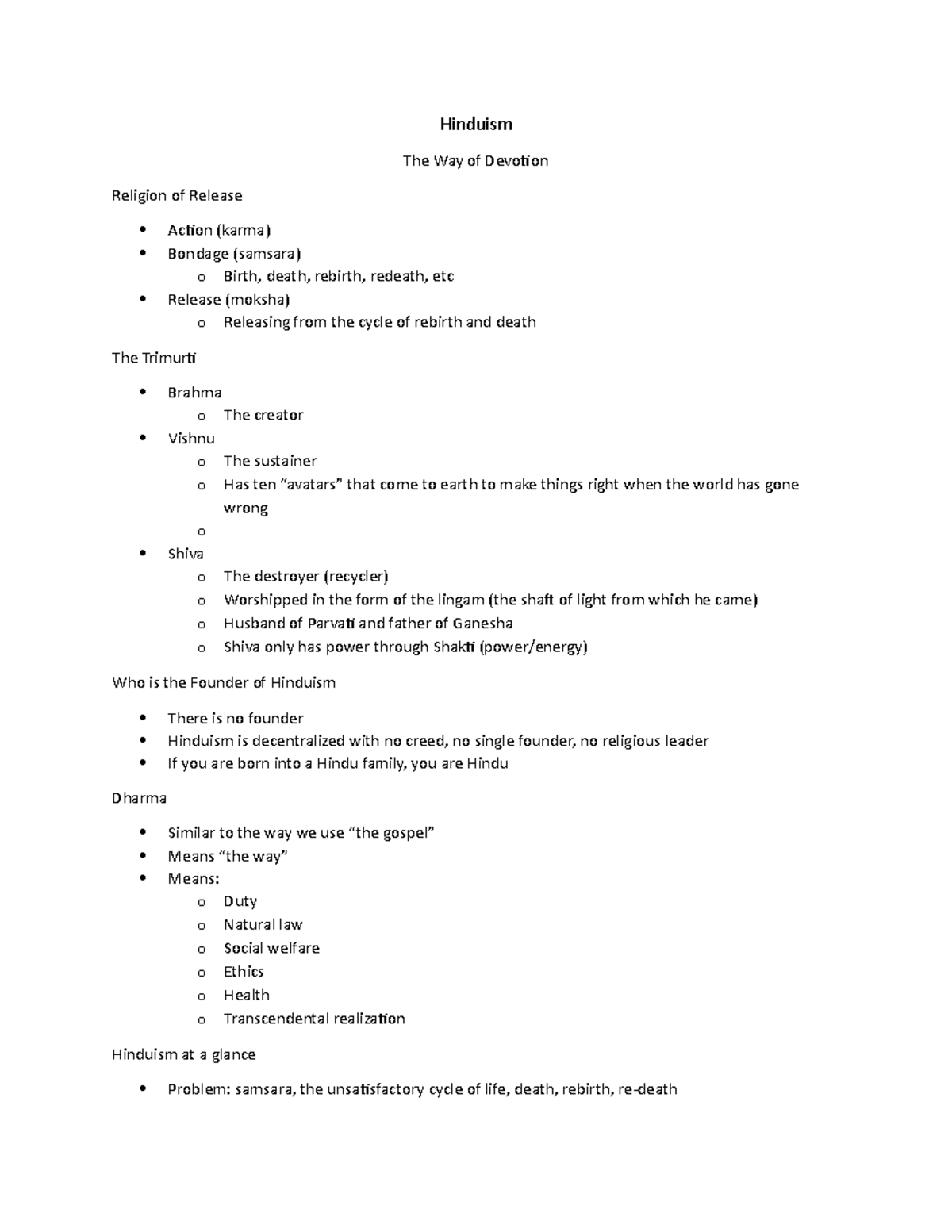 Hinduism - Studocu