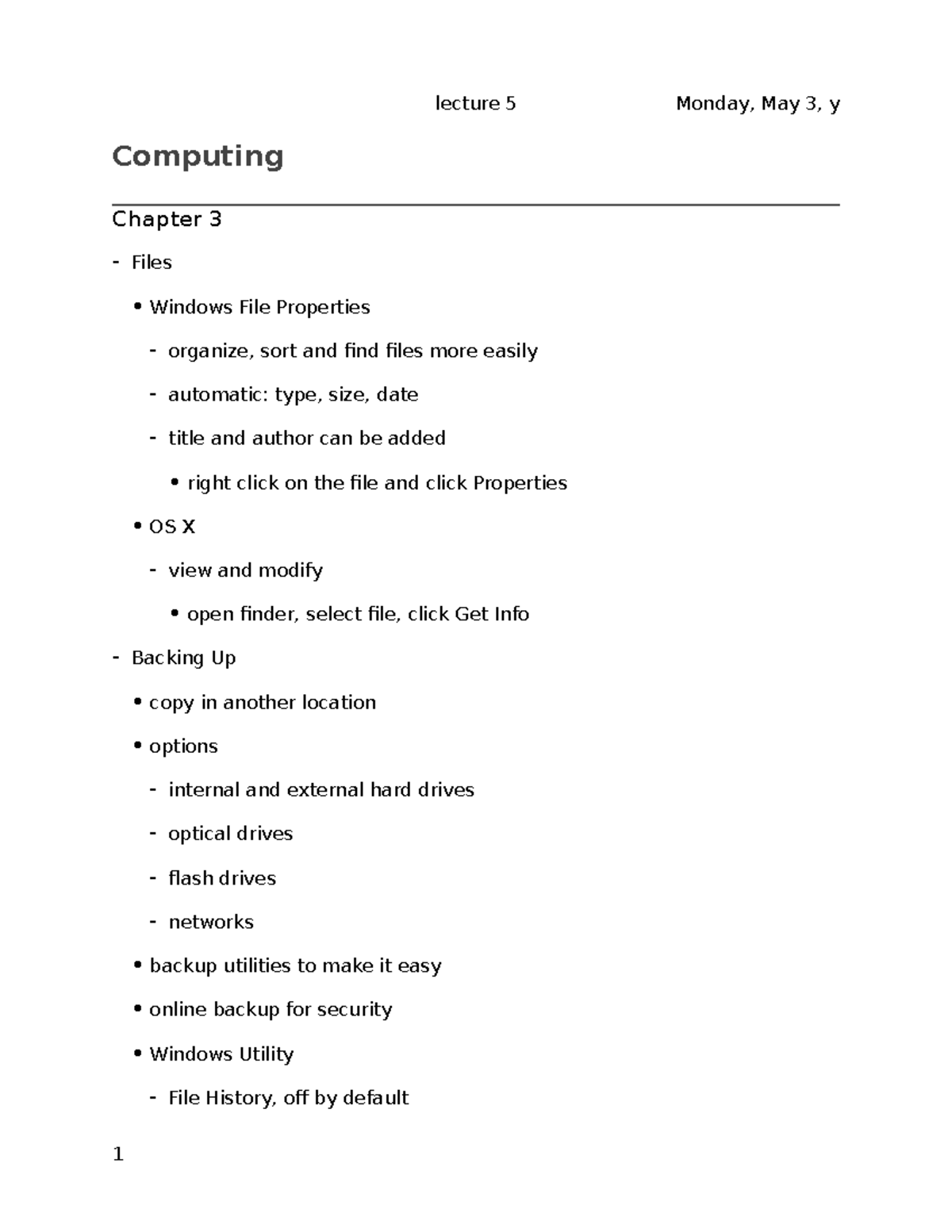 Lec 5 - Lecture notes 5 - lecture 5 Tuesday, December 3, y Computing ...
