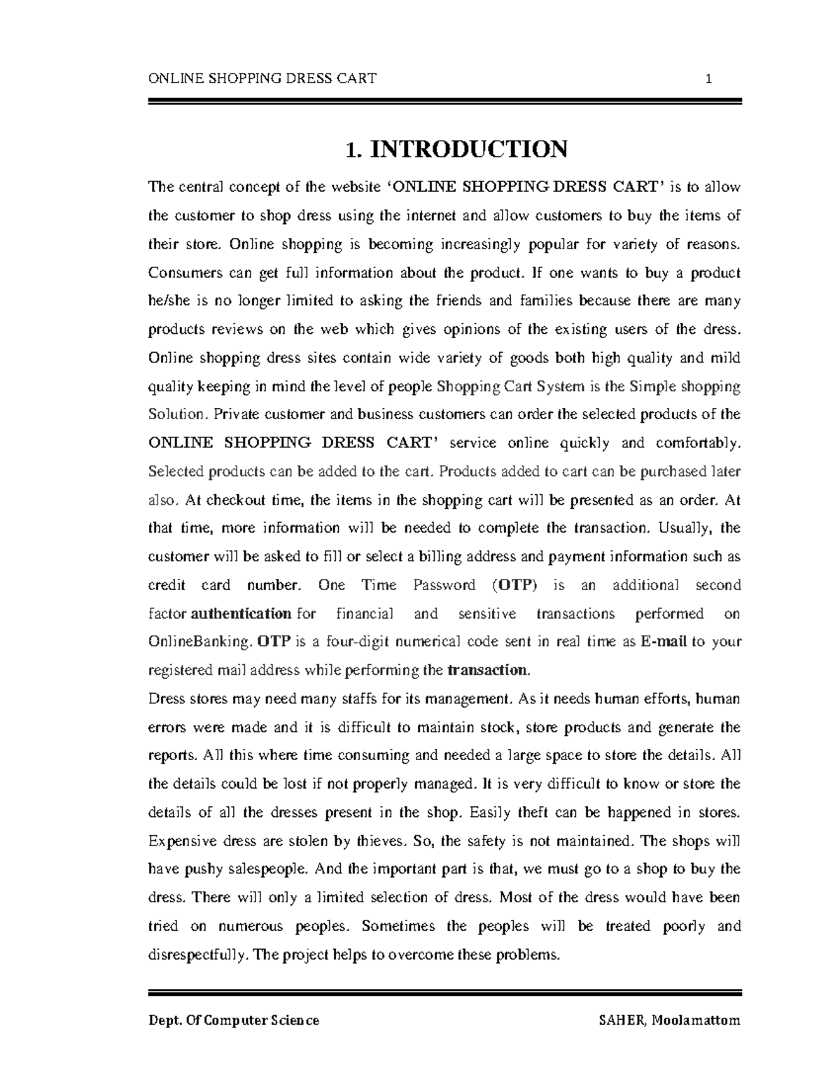 Online shopping record - 1. INTRODUCTION The central concept of the ...