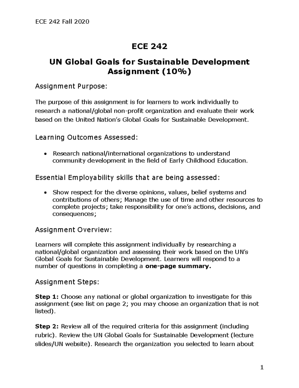 242 UNGlobal Goals Assignment - ECE 242 UN Global Goals for Sustainable ...