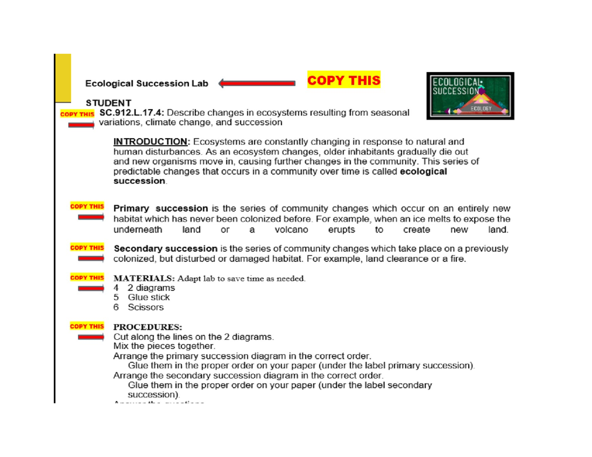 Ecological Succession Laberwhtrhyjy - Studocu