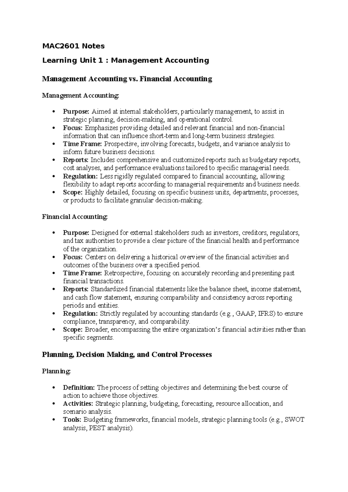 MAC2601 Notes - kklkhlj - MAC2601 Notes Learning Unit 1 : Management ...
