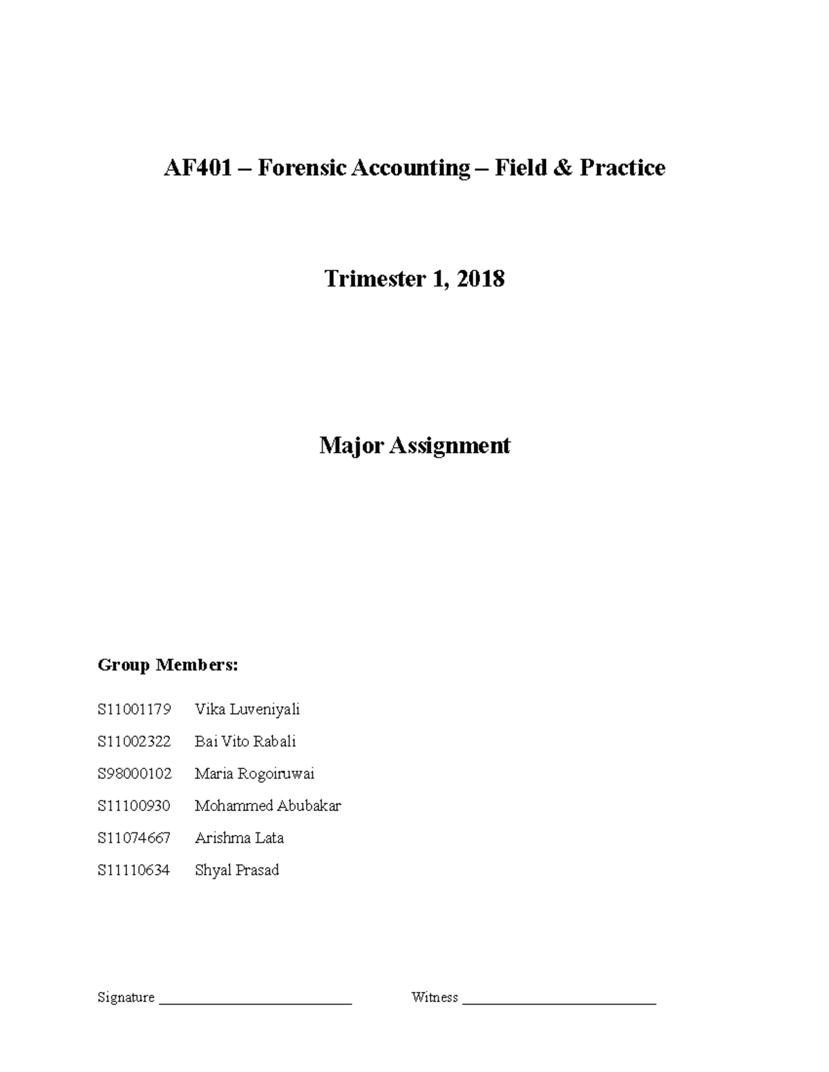 Expert Report Marley - Summary - AF401 – Forensic Accounting – Field ...