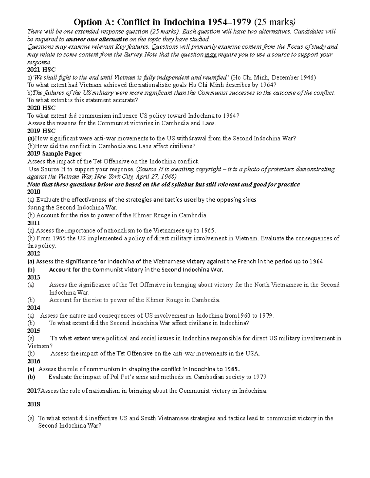 Conflict in Indochina - Studocu